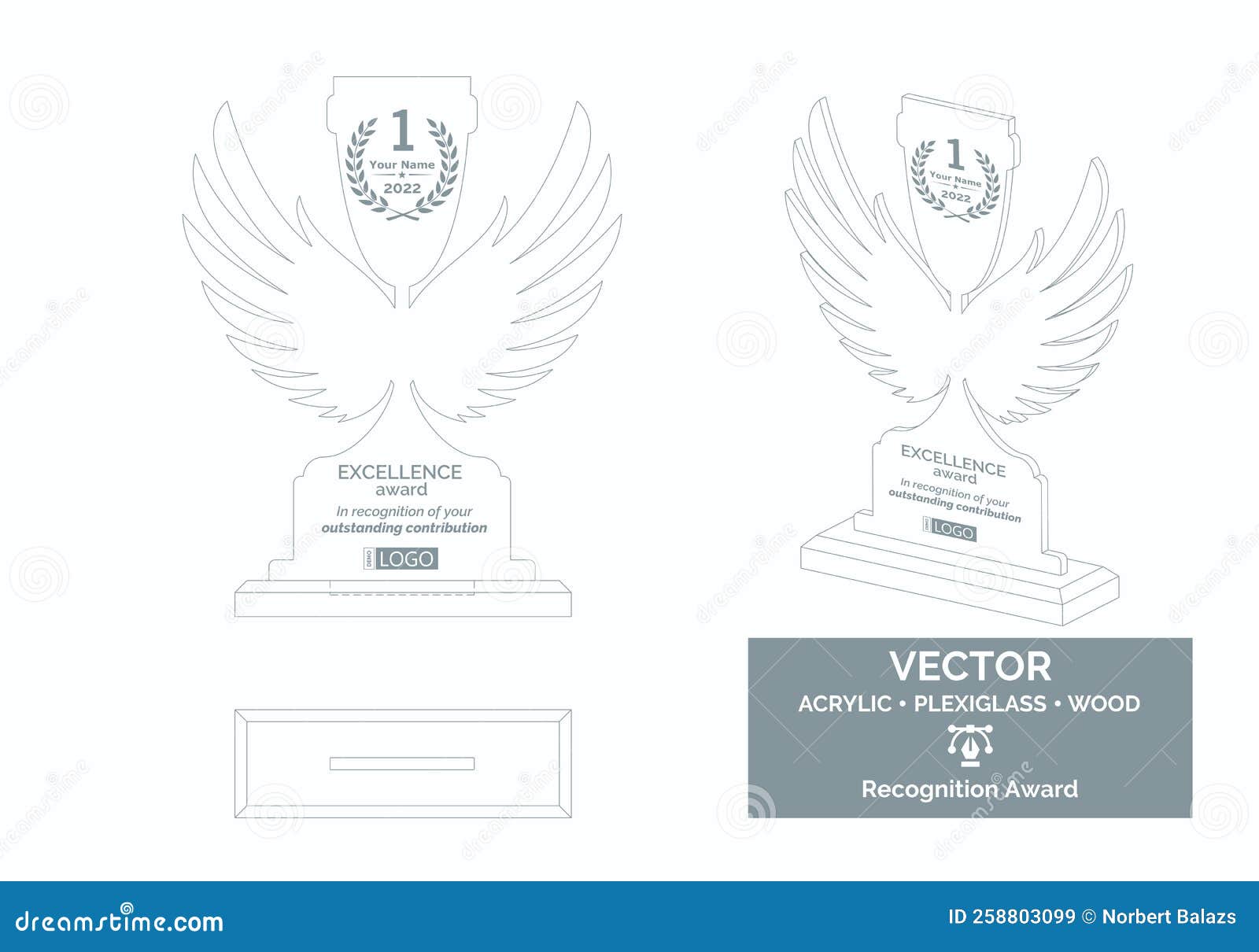 Trophy Vector Template. Trophy Distinction Award. Recognition Trophy ...