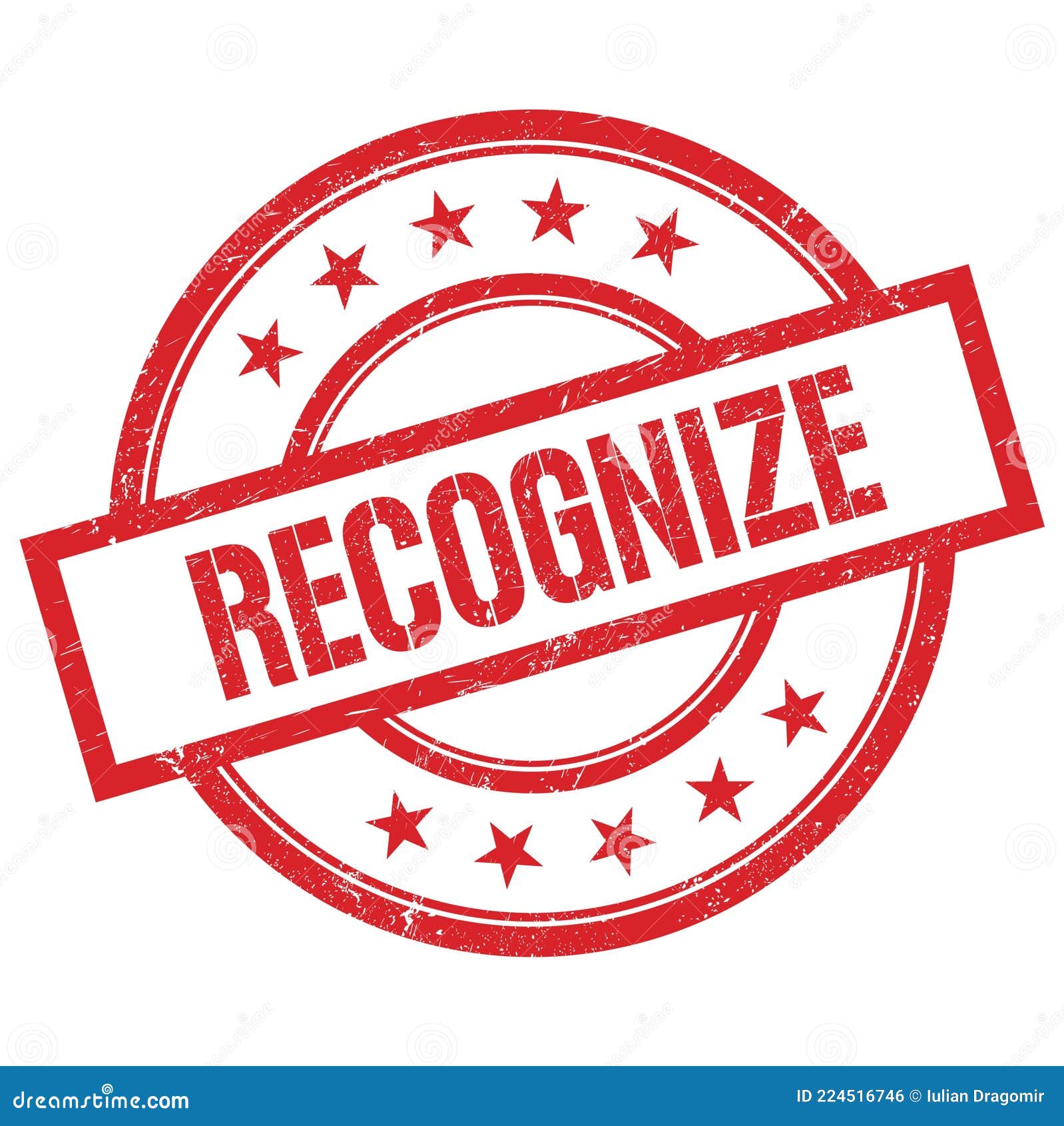RECOGNIZE Text Written on Red Vintage Round Stamp Stock Illustration ...