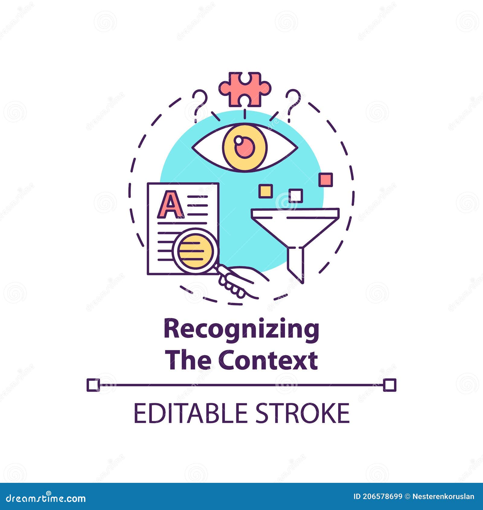 CONTEXT. Concept With People, Letters And Icons. Flat Vector ...