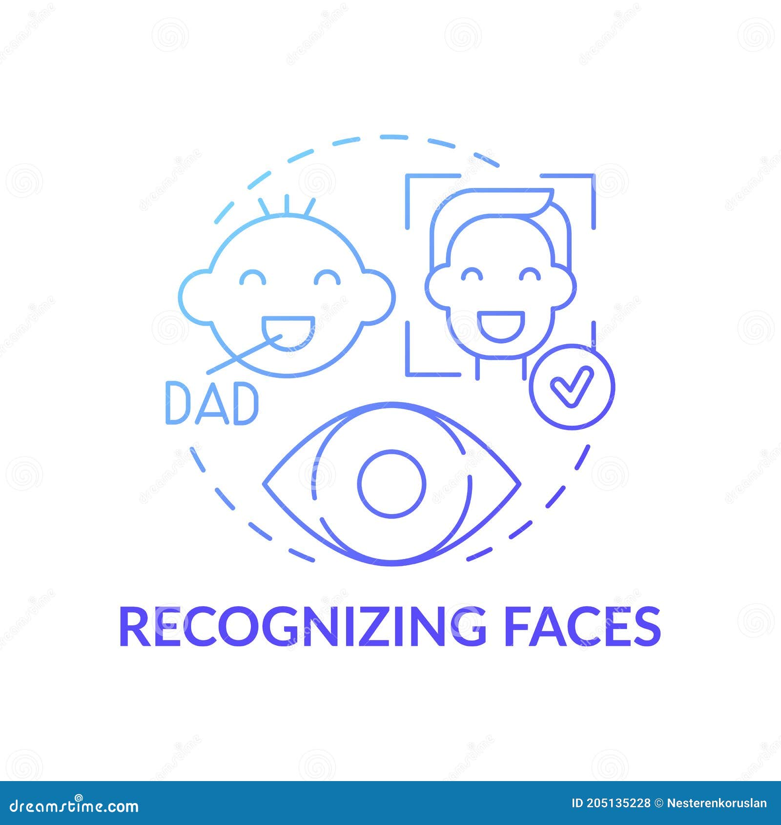 Recognizing Faces Blue Gradient Concept Icon Stock Vector ...