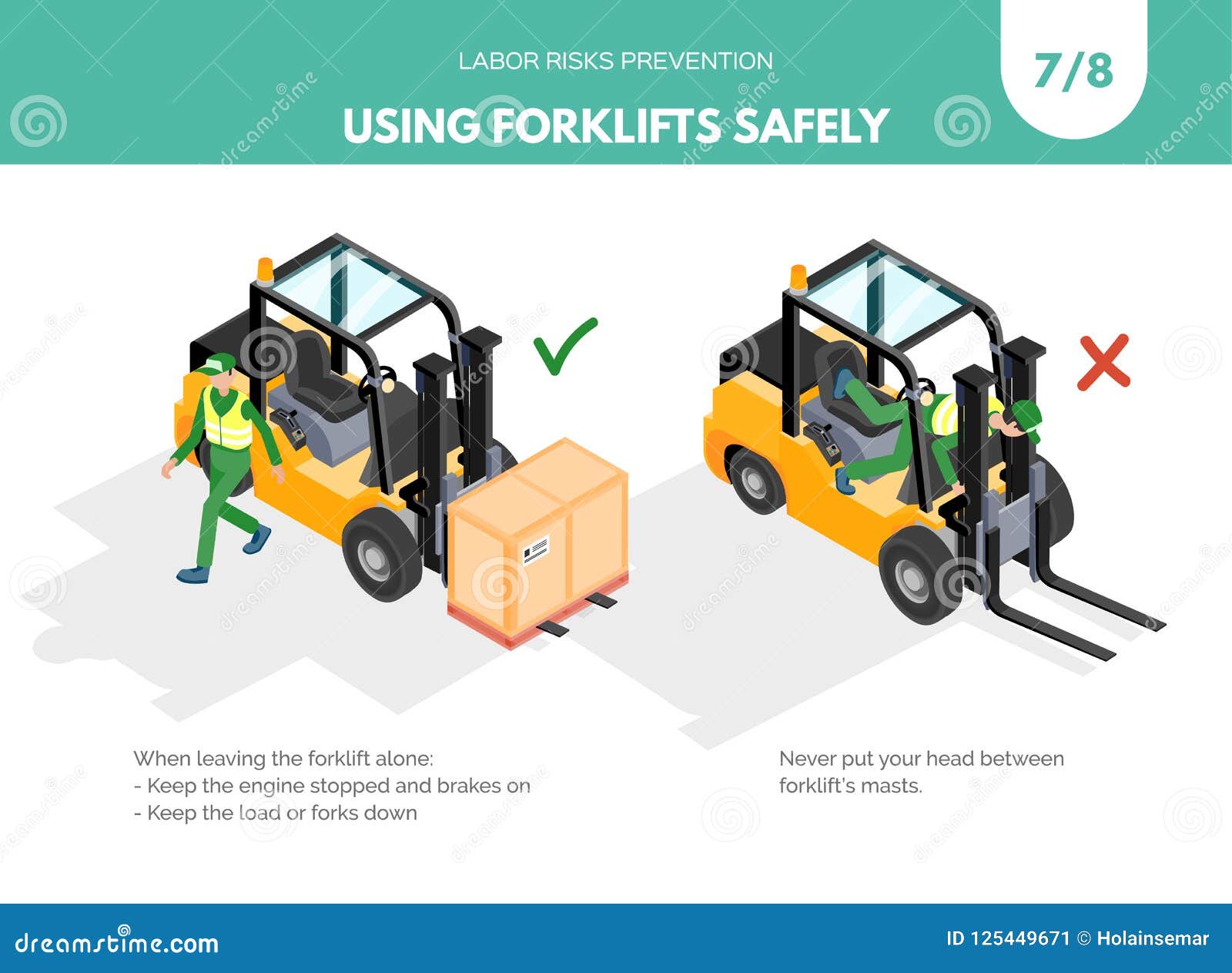 Recomendations about Using Forklifts Safely. Set 7 of 8. Stock Vector ...