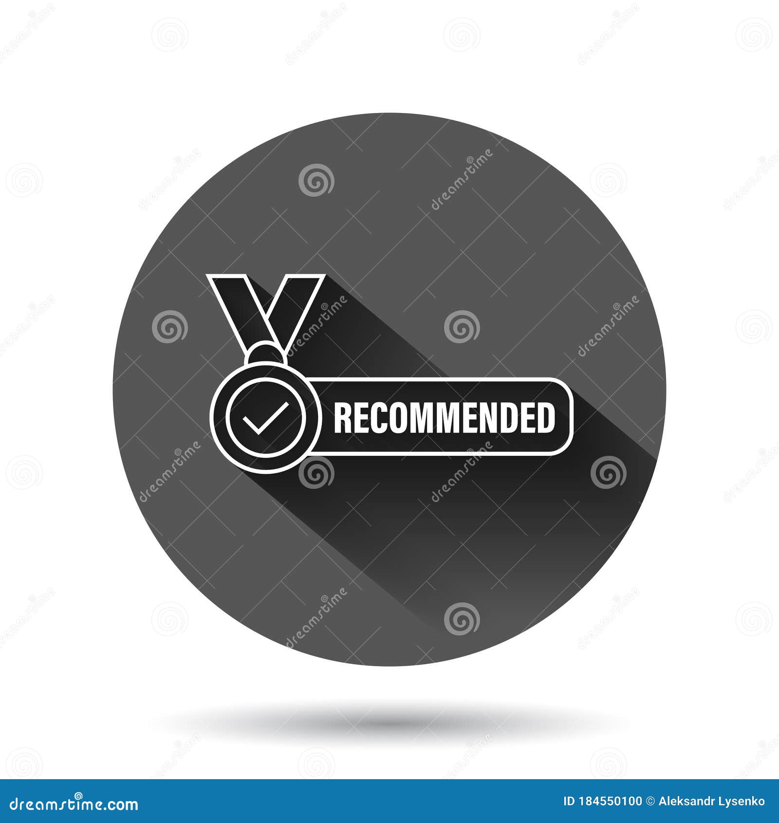 Recommend Icon in Flat Style. Check Mark Medal Vector Illustration on ...
