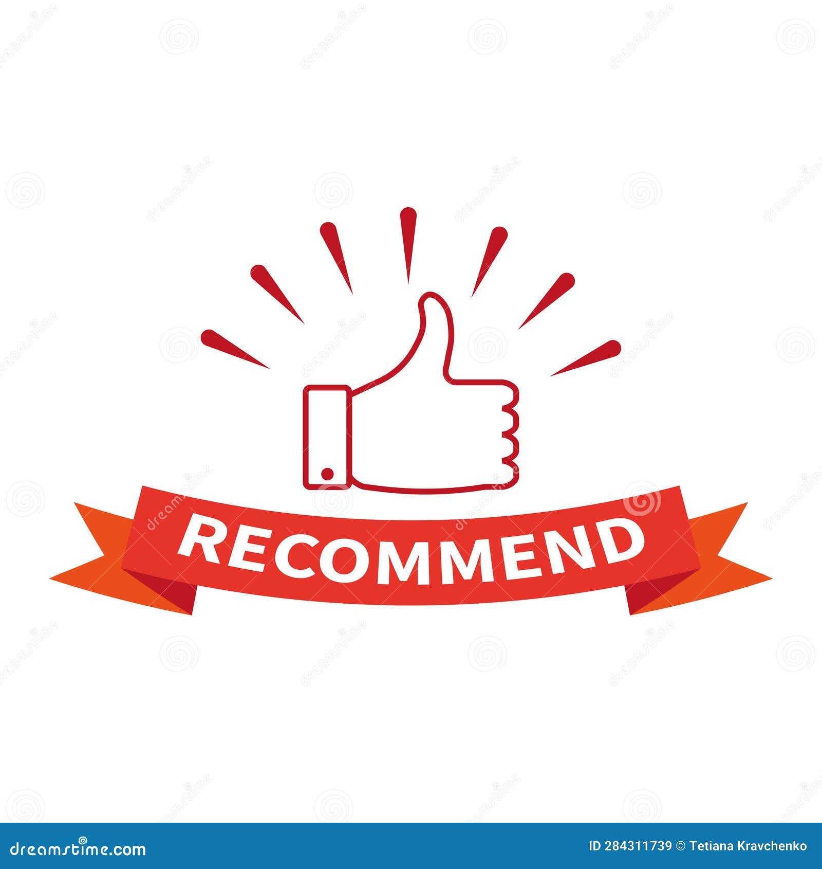 Recommend Icon. Red Label Recommend Thumb Up Icon. Vector Illustration ...