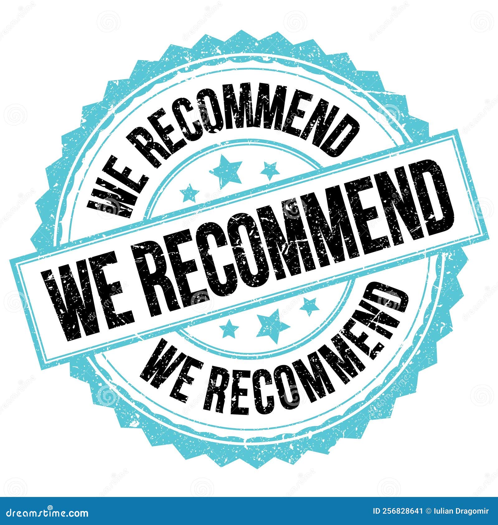We RECOMMEND Text on Blue-black Round Stamp Sign Stock Illustration ...