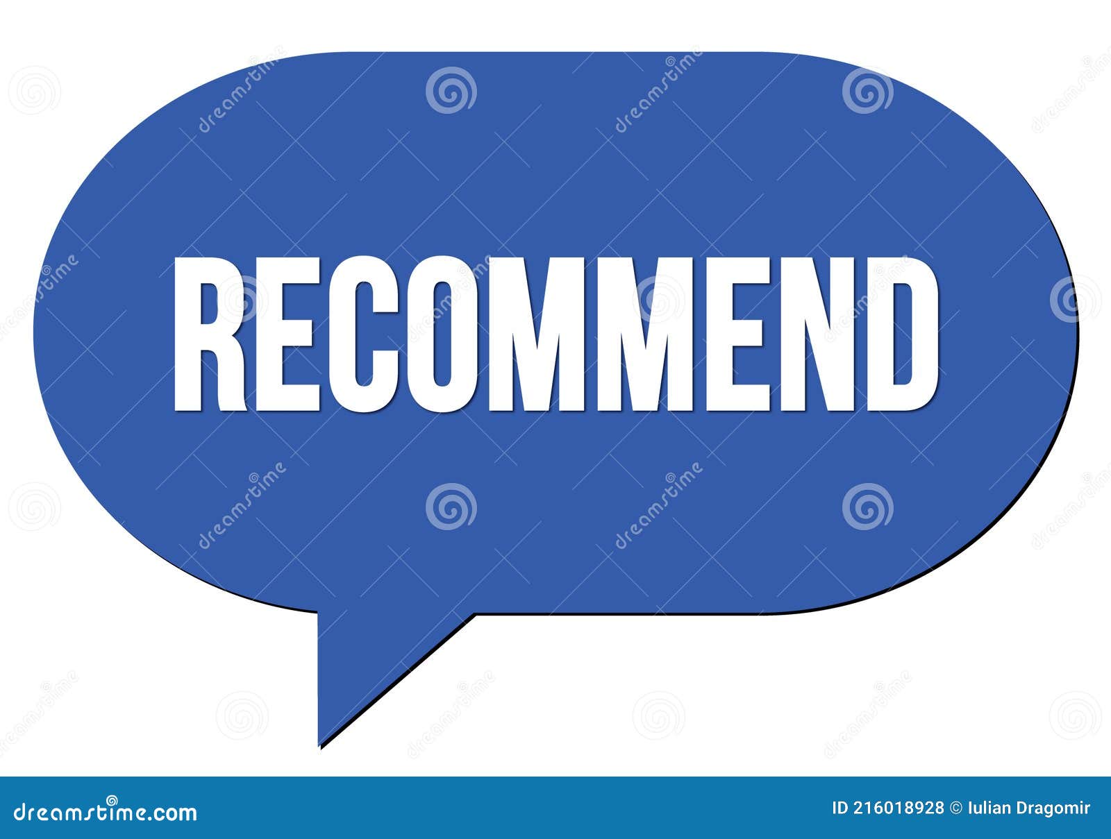 RECOMMEND Text Written in a Blue Speech Bubble Stock Illustration ...