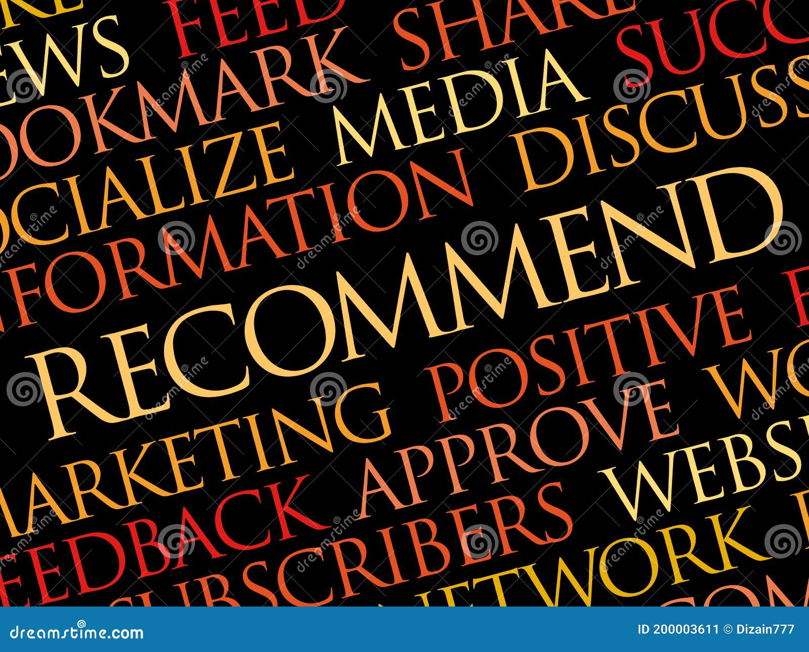 Recommend word cloud stock illustration. Illustration of group - 200003611