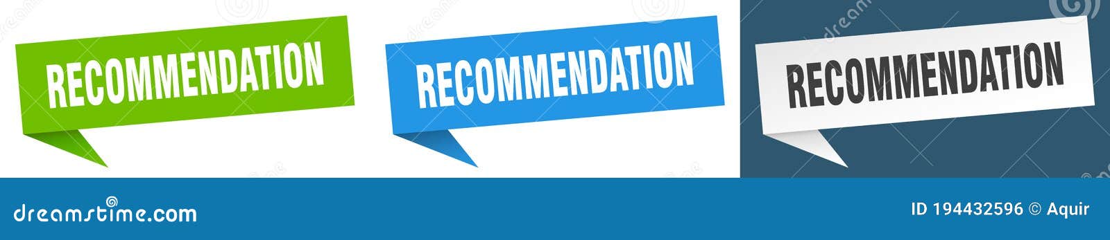 Recommendation Banner. Recommendation Speech Bubble Label Set Stock ...