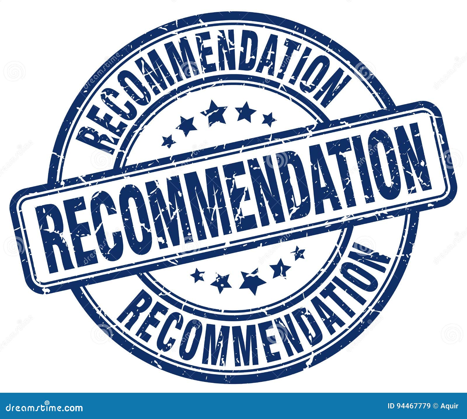 Recommendation blue stamp stock vector. Illustration of vector - 94467779