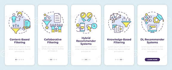 Recommendation System Types Onboarding Mobile App Screen Stock ...