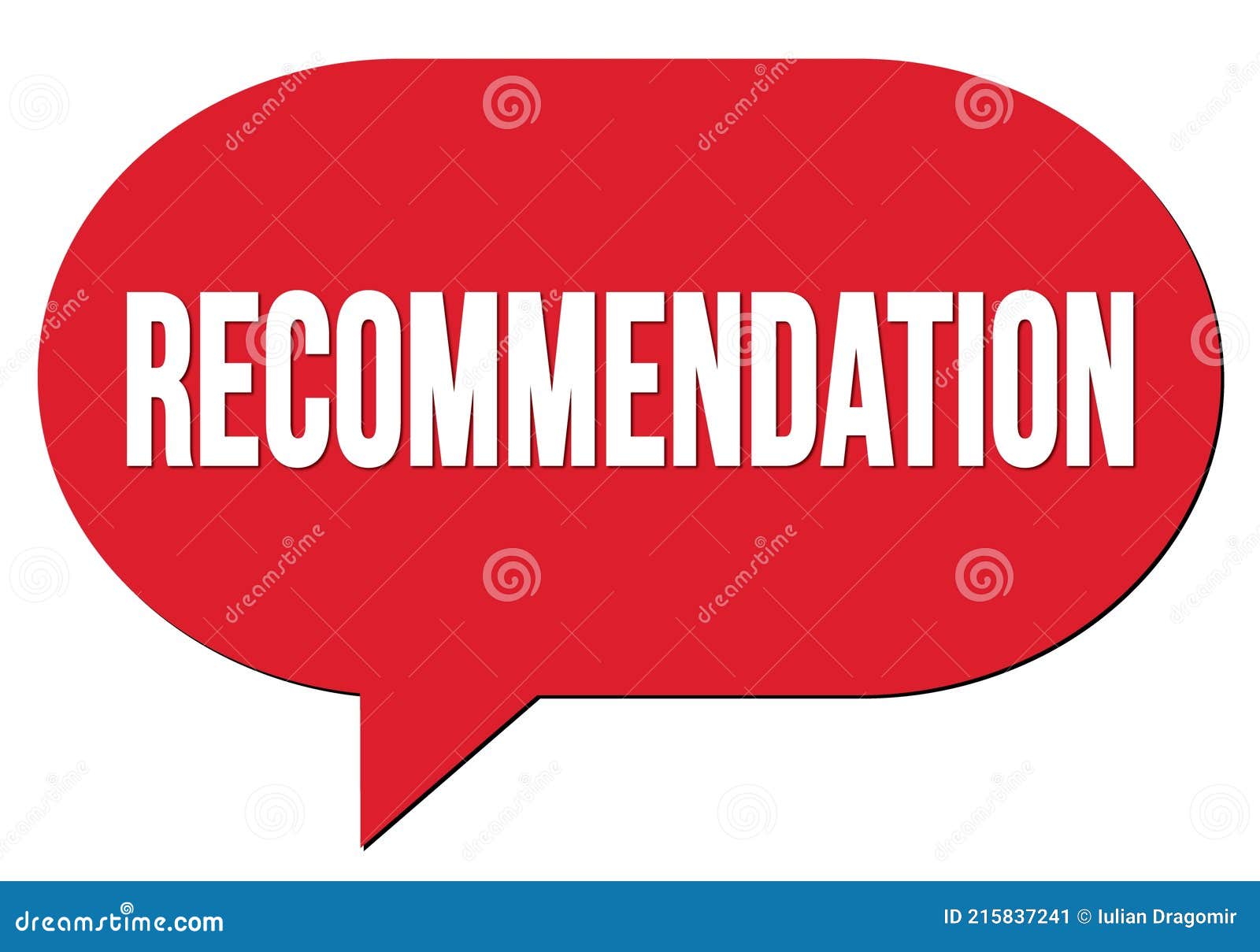 RECOMMENDATION Text Written in a Red Speech Bubble Stock Illustration ...