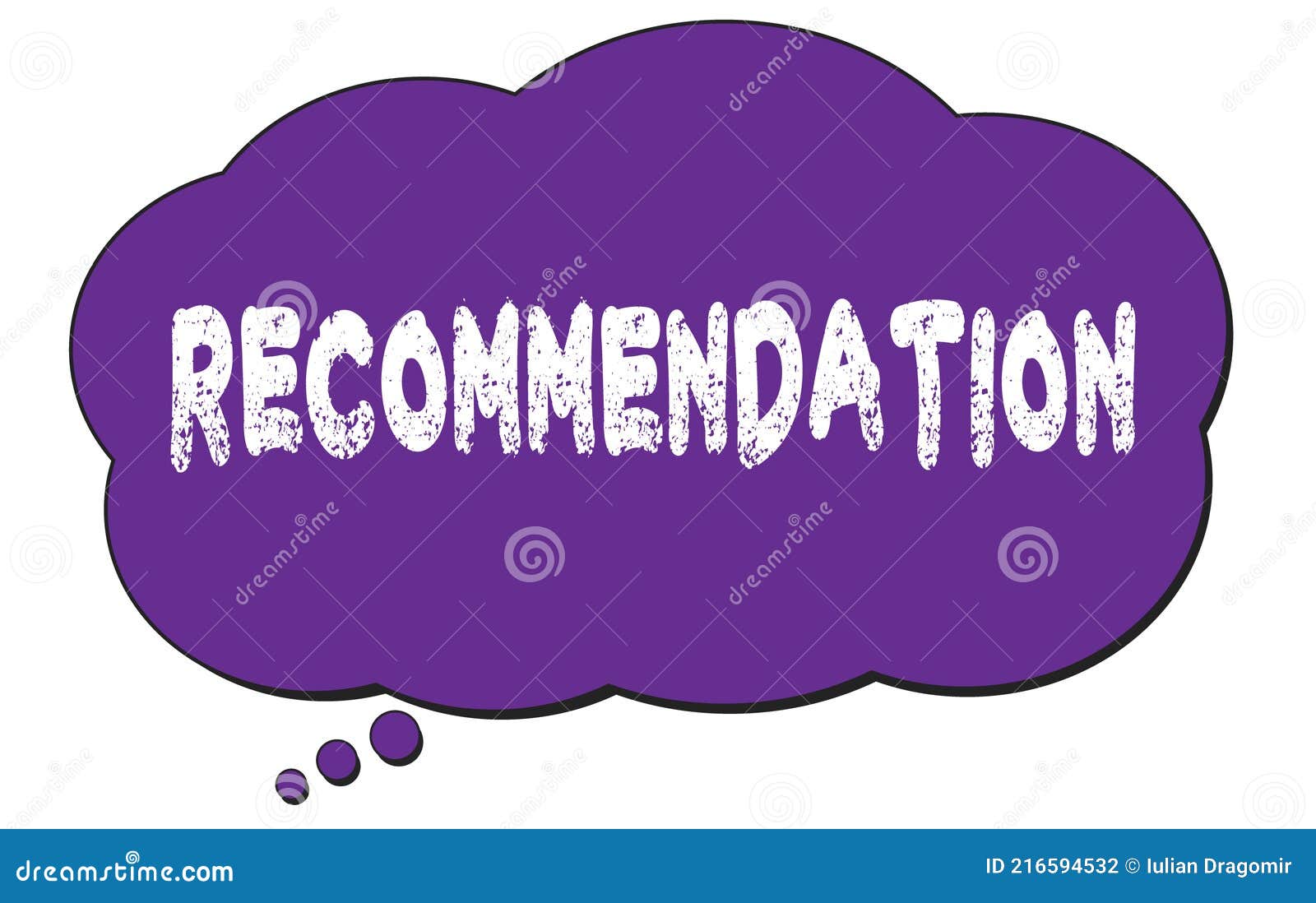 RECOMMENDATION Text Written on a Violet Cloud Bubble Stock Illustration ...