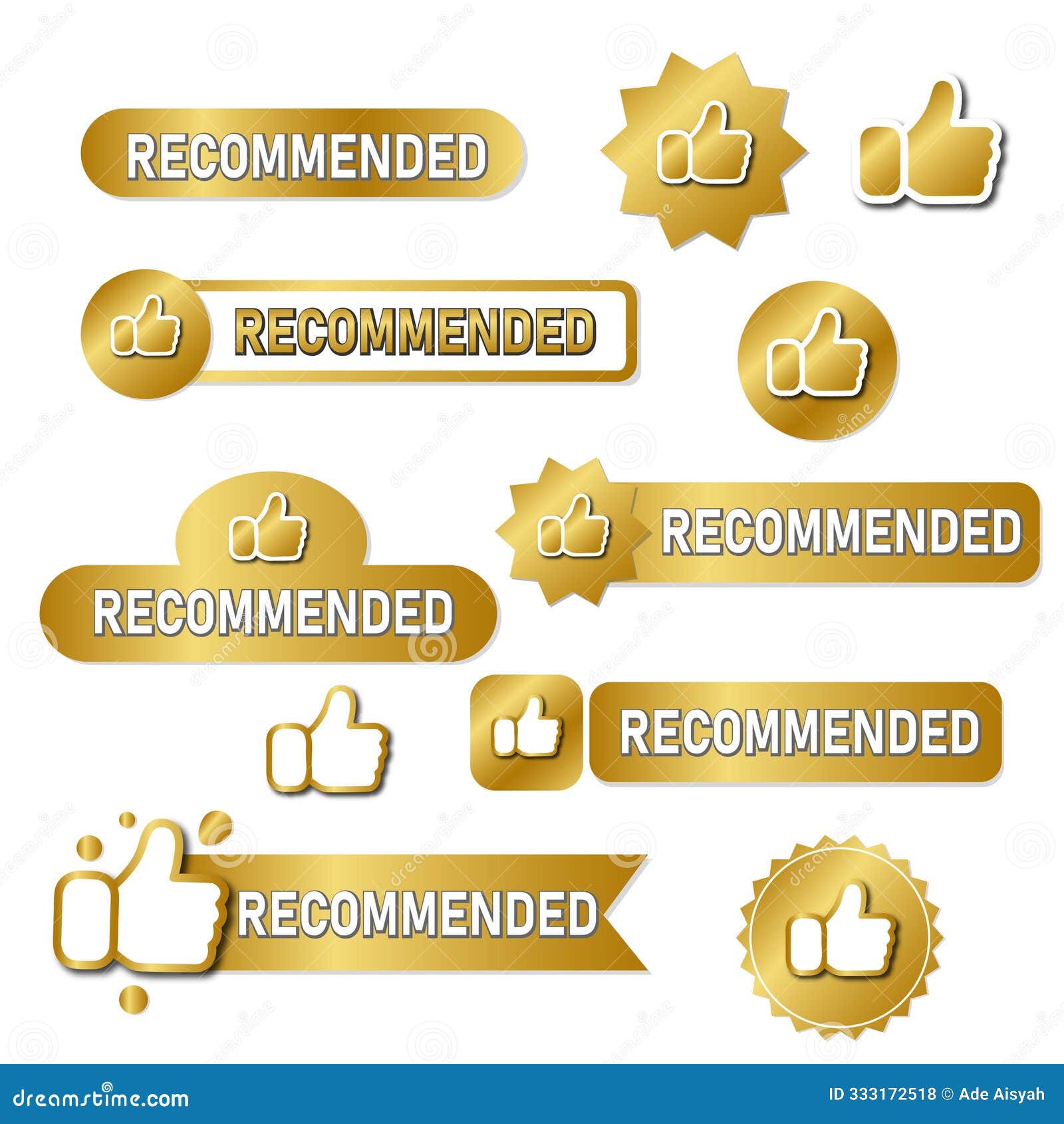 Recommended Banner with Thumbs Up. Big Set Recommended Elements Stock ...