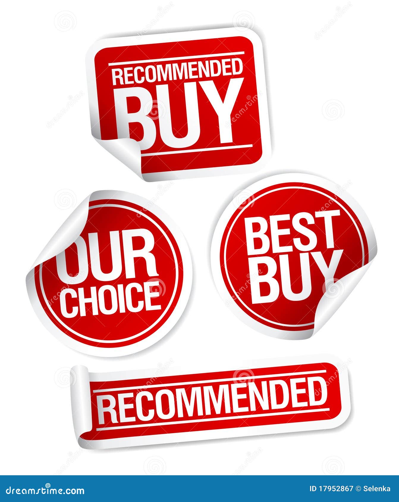 Recommended Buy Stickers Set. Stock Vector - Illustration of icon ...