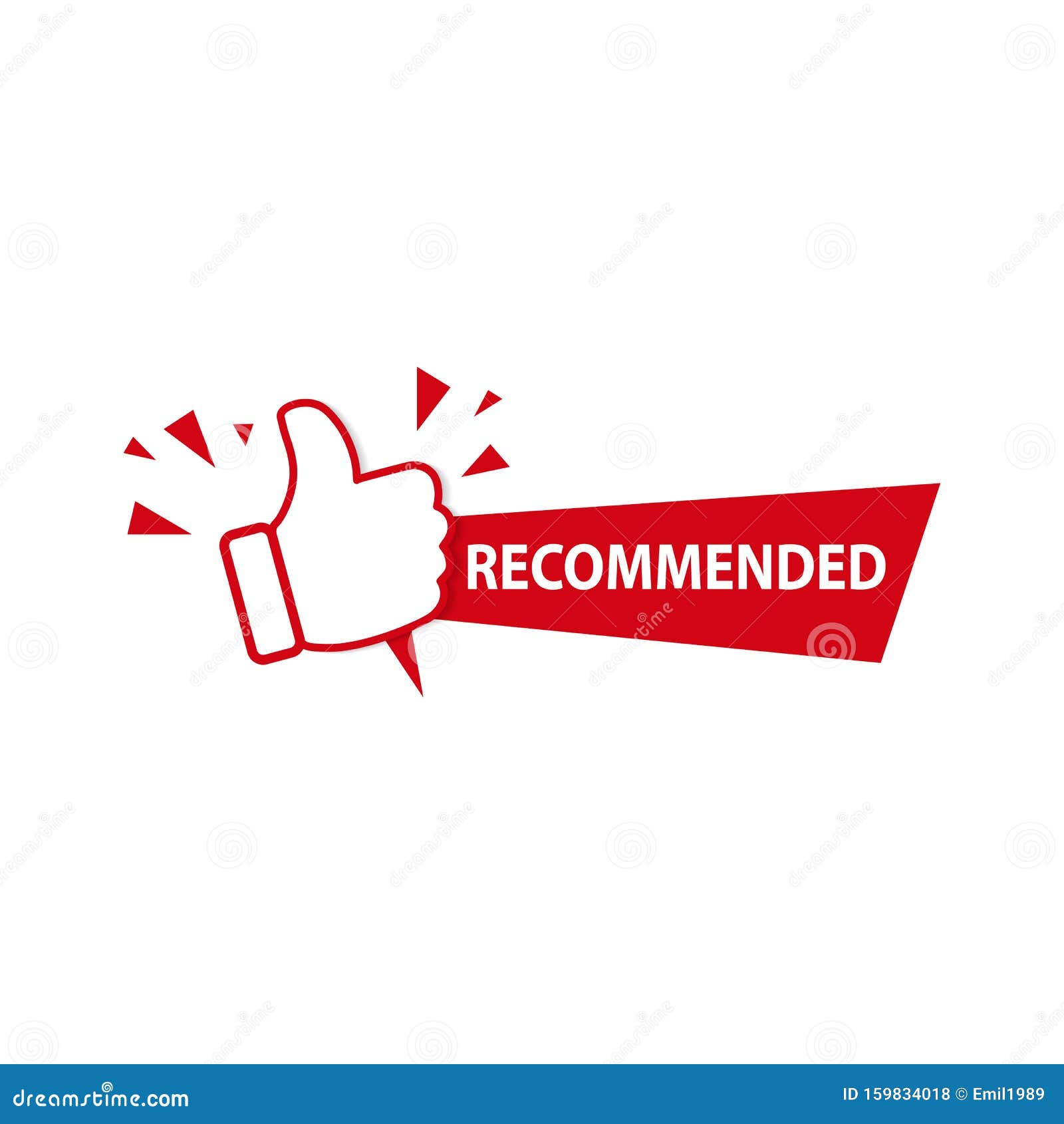 Recommended Icon. Red Label Recommended With Thumb Up. Banner Ribbon ...