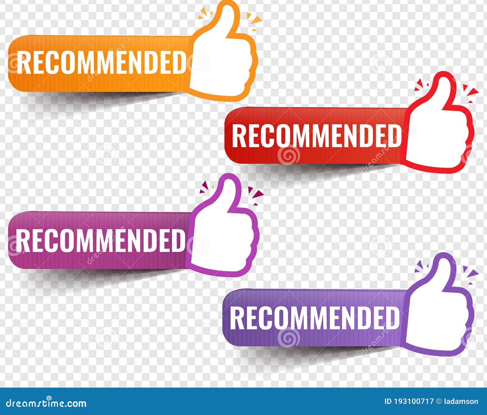 Recommended Labels Set with Ribbon and White Background Stock Vector ...