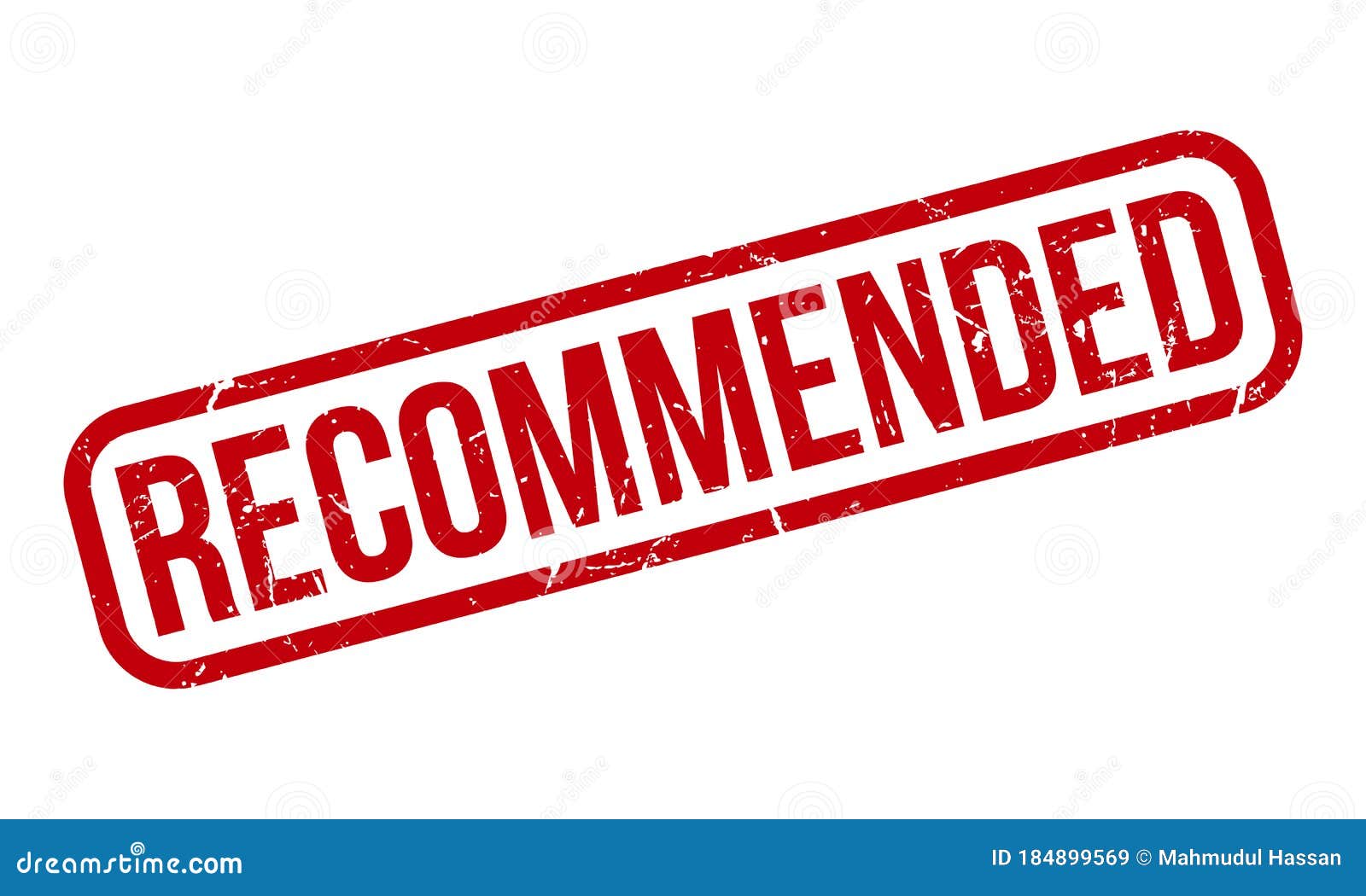 Recommended Rubber Stamp. Red Recommended Rubber Grunge Stamp Seal ...