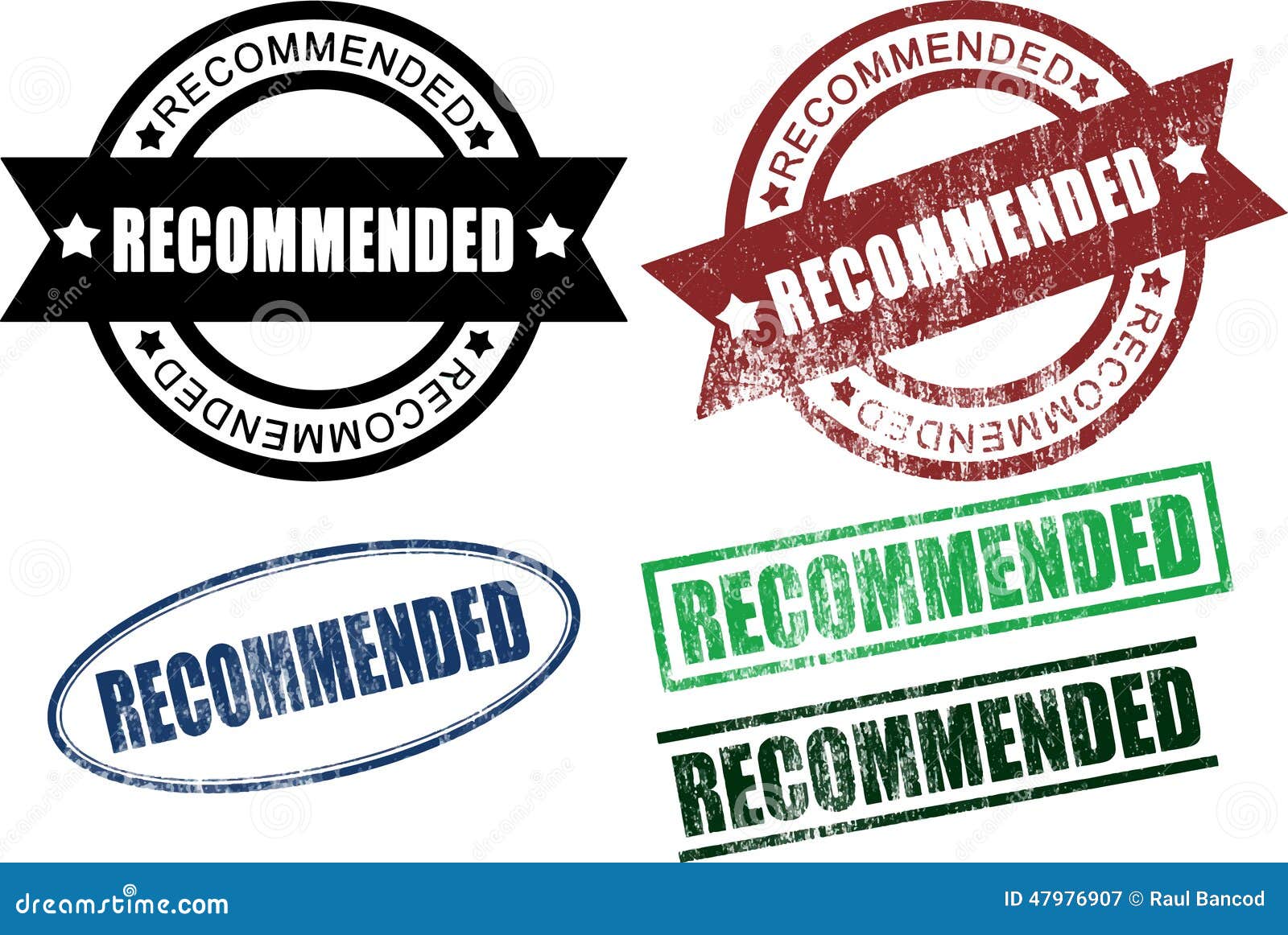 Recommended Rubber Stamps (Vector) Stock Vector - Illustration of white ...