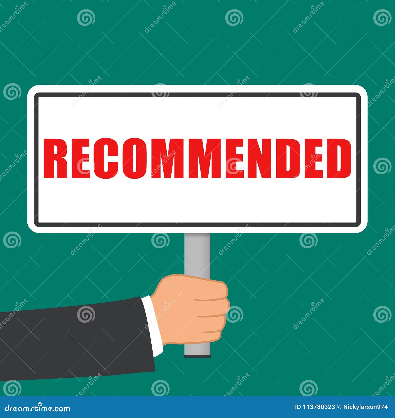 Recommended Word Sign Flat Concept Stock Vector - Illustration of ...