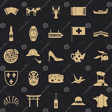 Reconnaissance Icons Set, Simple Style Stock Vector - Illustration of ...