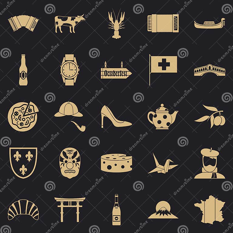 Reconnaissance Icons Set, Simple Style Stock Vector - Illustration of ...