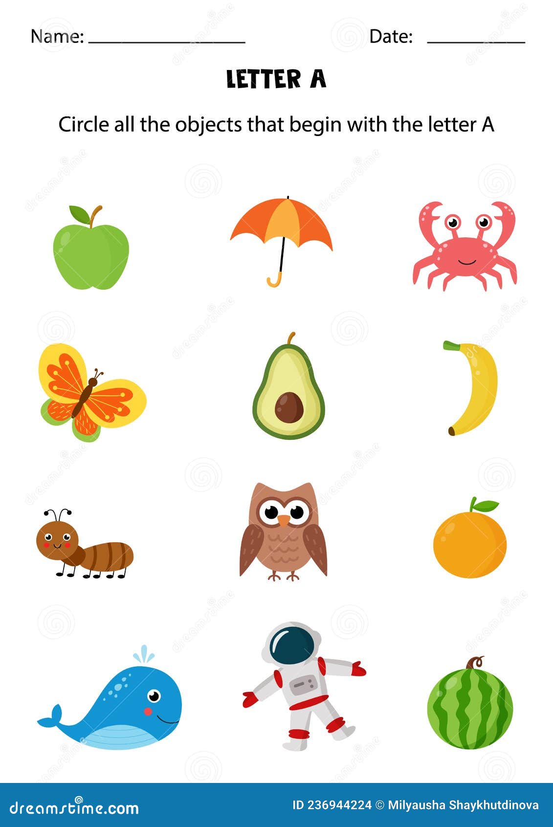Reconocimiento De Cartas Para Niños Rodear Todos Los Objetos Que Empiecen Con Un Ilustración