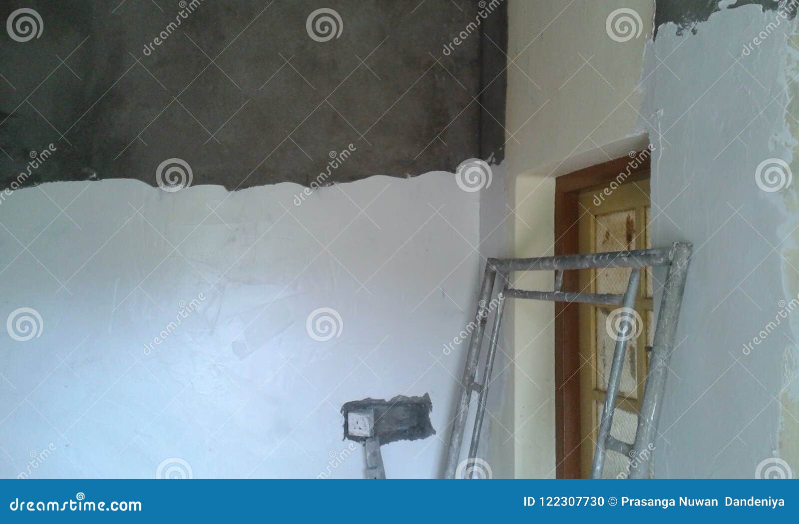 Reconstruct Wall Using Cement Sand Putty Stock Image | CartoonDealer ...