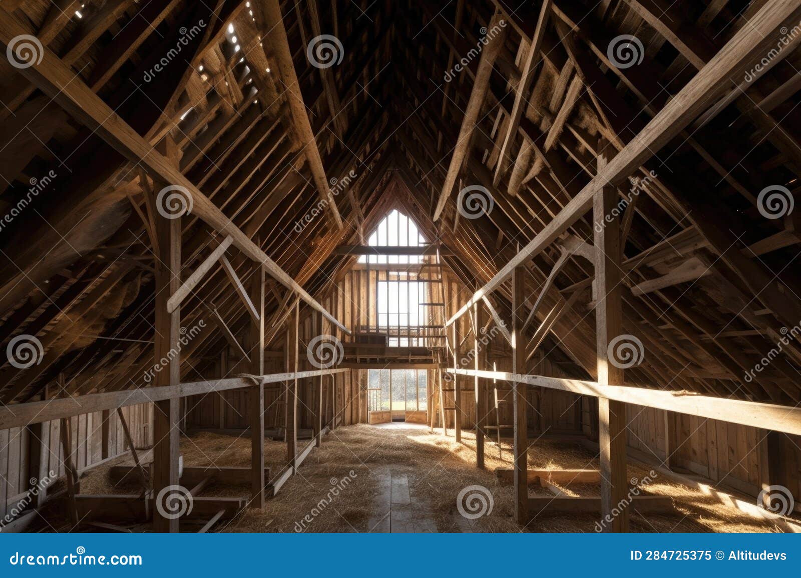 Reconstructed Barn Roof and Framework Stock Illustration - Illustration ...
