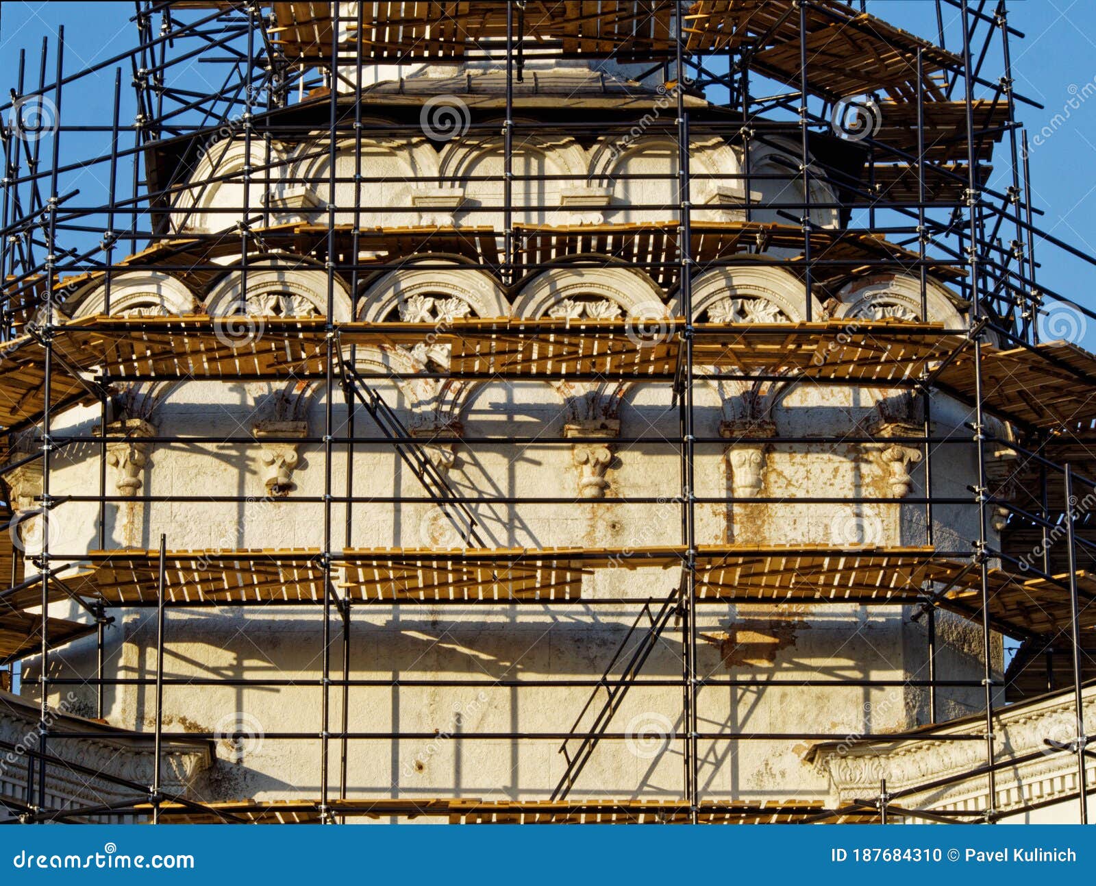 Reconstructed Building with Decorative Elements in Scaffolding Stock ...