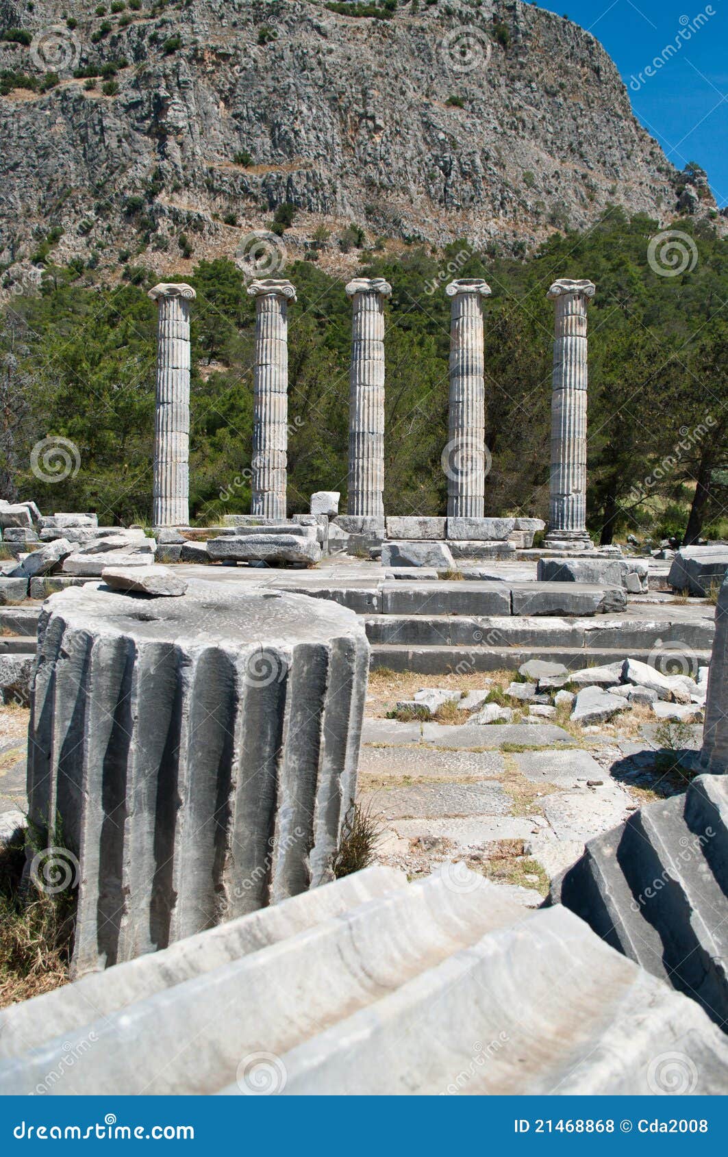 The Reconstructed Columns of the Temple of Athena Stock Photo - Image ...