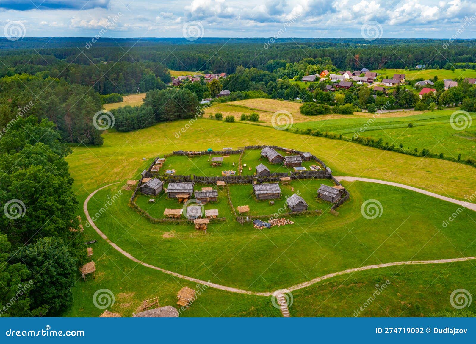 Reconstructed Timber Village from the Viking Age at Kernave, Lit Stock ...