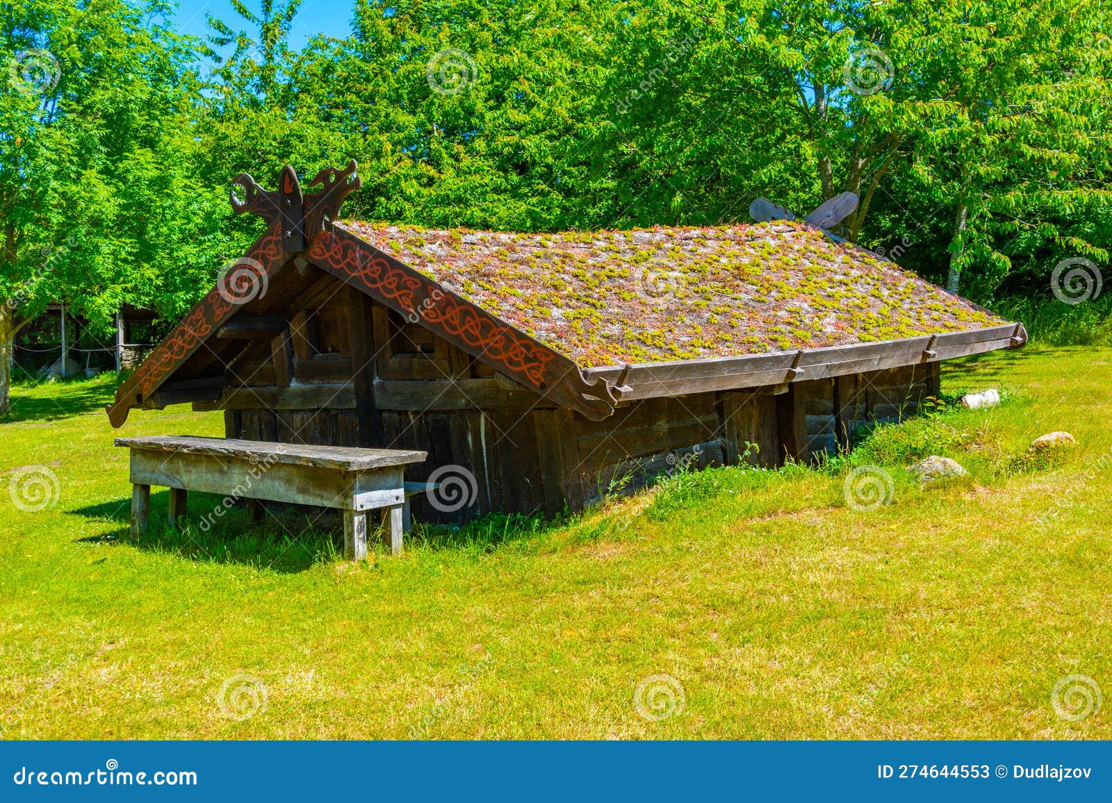 Reconstructed Viking Houses at Trelleborg, Denmark Stock Image - Image ...