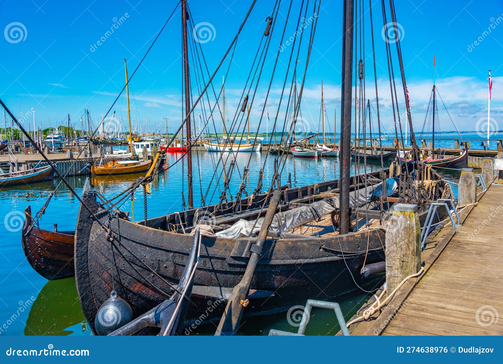 Reconstructed Viking Ships at the Port of Roskilde, Denmark Stock Photo ...