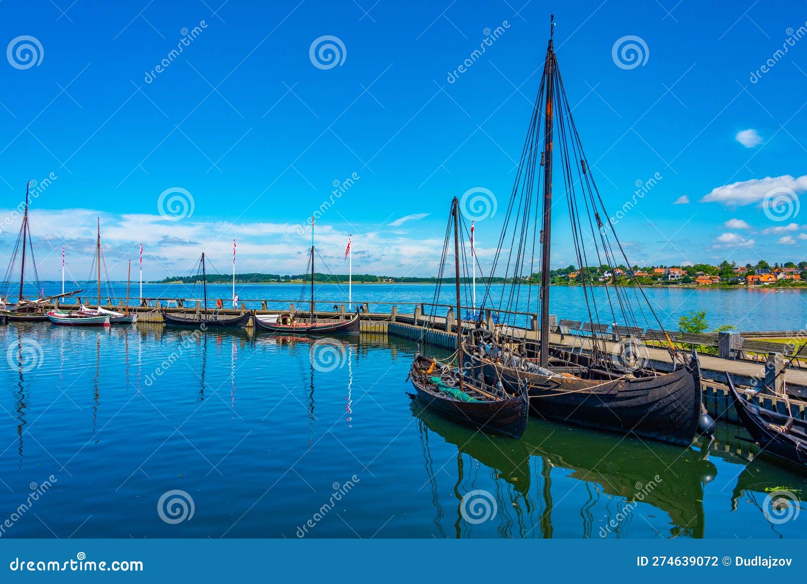 Reconstructed Viking Ships at the Port of Roskilde, Denmark Stock Photo ...