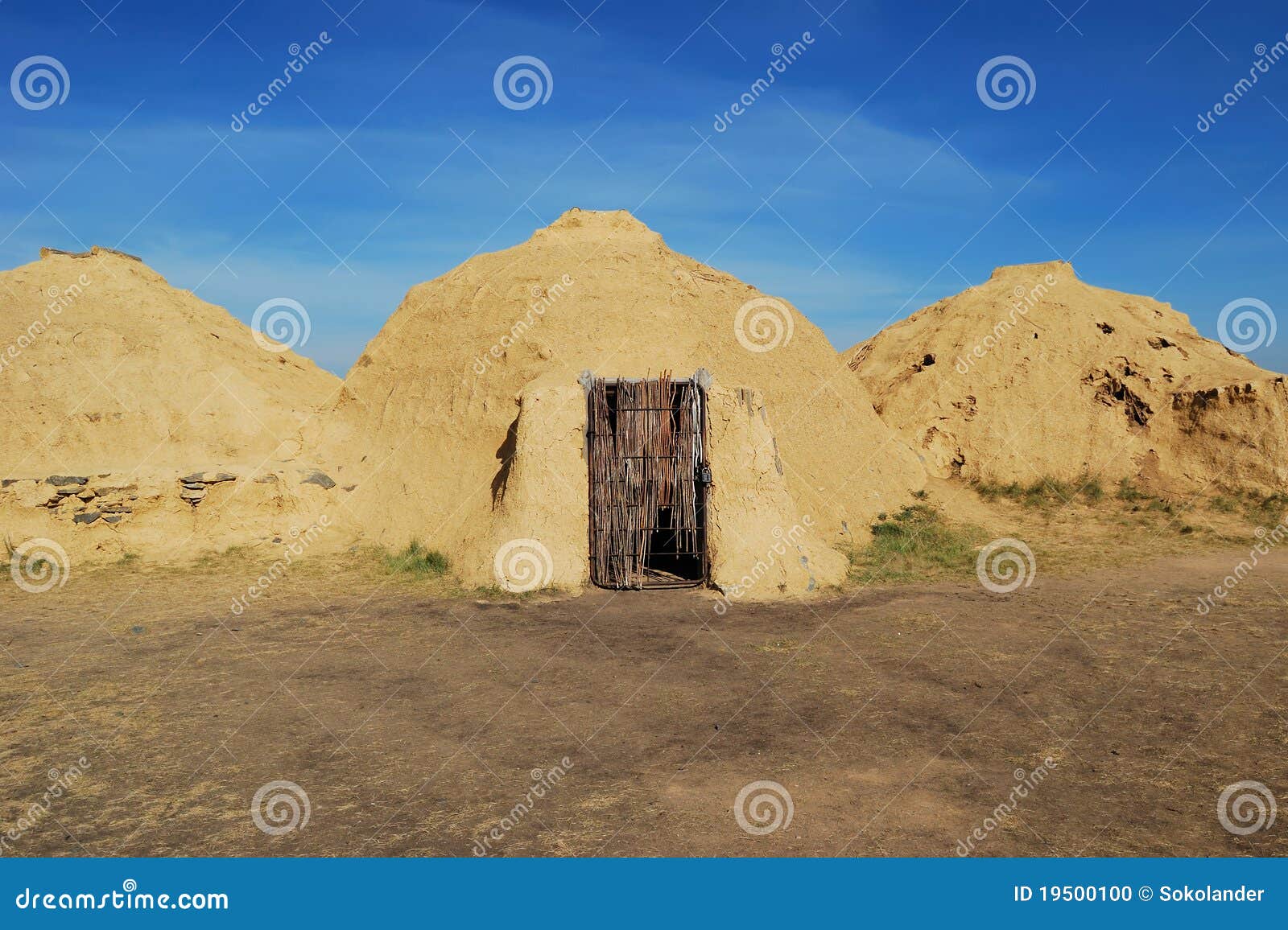 Reconstruction of Ancient Construction in Steppe. Stock Photo - Image ...