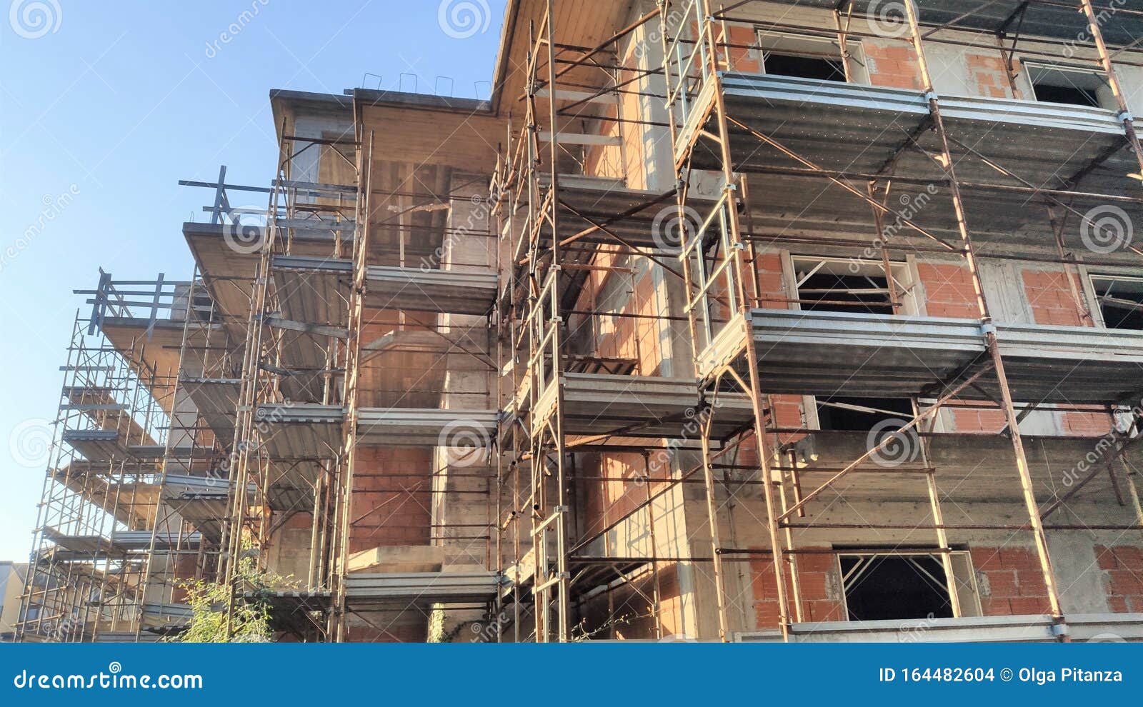 Reconstruction of Block of Houses with Scaffolding Stock Photo - Image ...