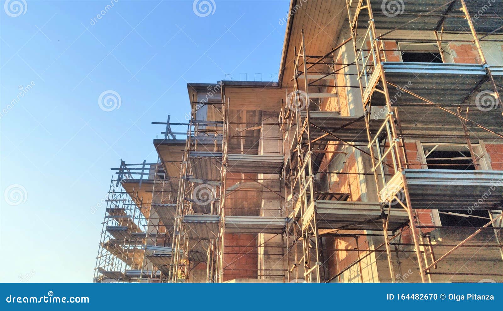 Reconstruction Of Block Of Houses With Scaffolding Stock Photography ...