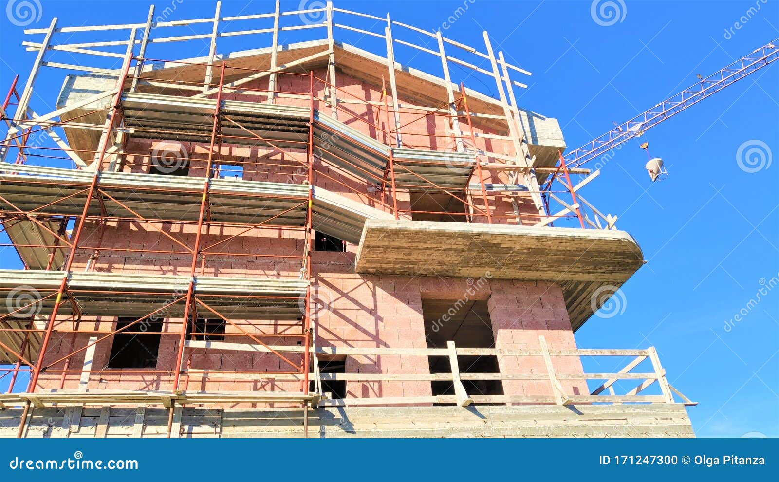 Reconstruction Of Block Of Houses With Scaffolding Royalty-Free Stock ...