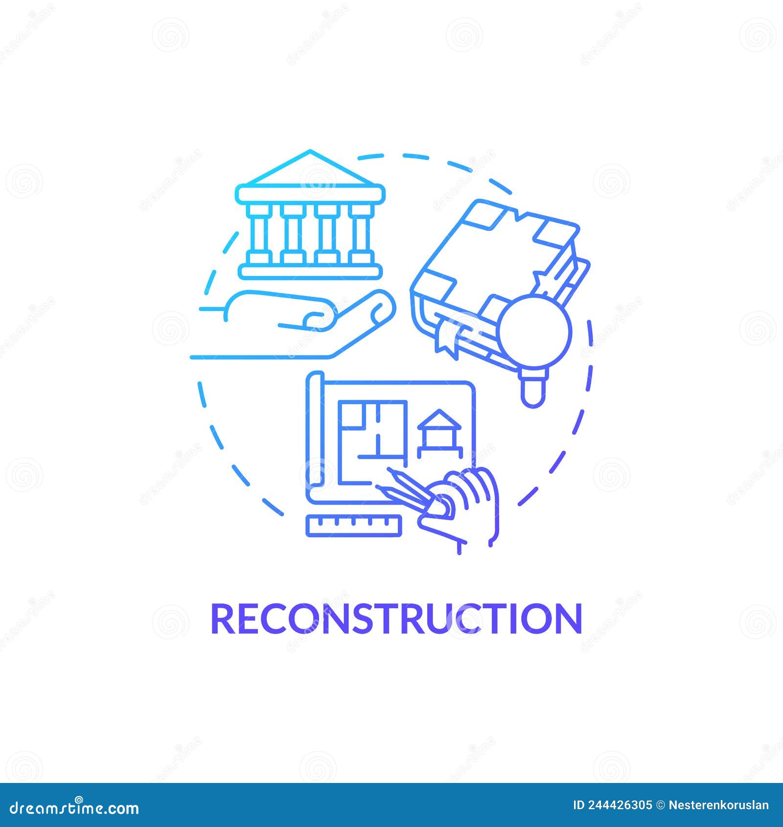 Reconstruction Blue Gradient Concept Icon Stock Vector - Illustration ...