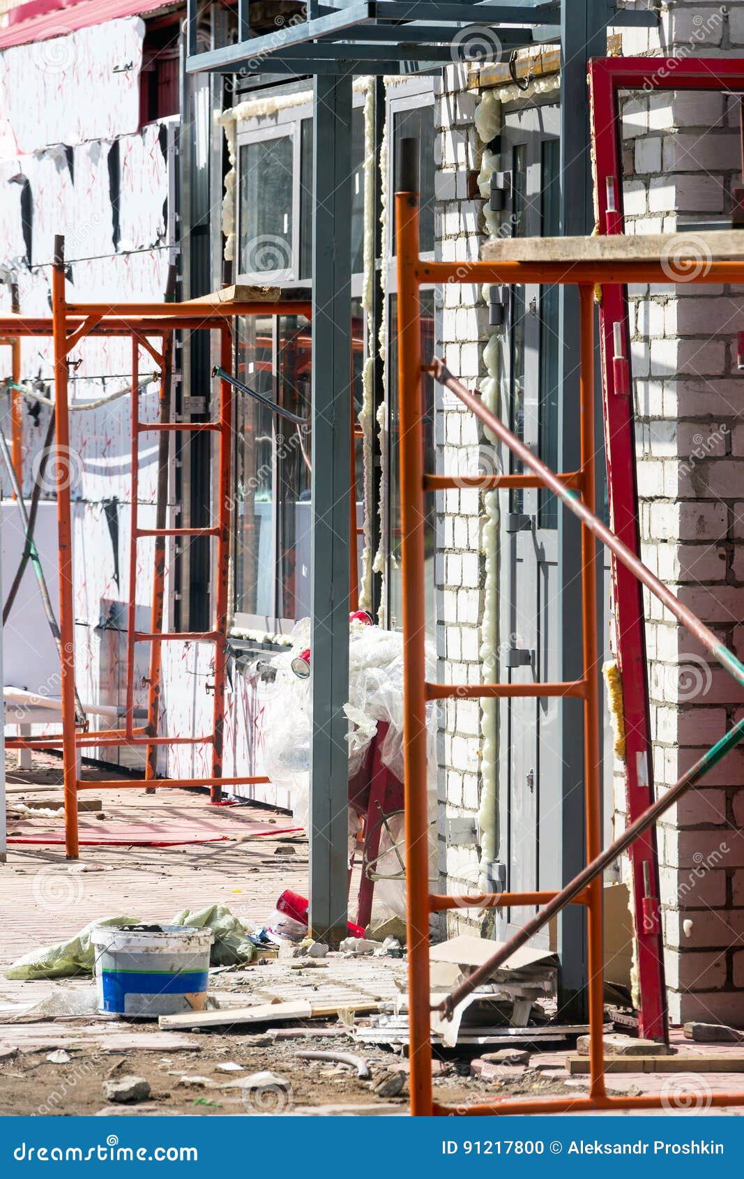 Reconstruction of building stock photo. Image of construction - 91217800