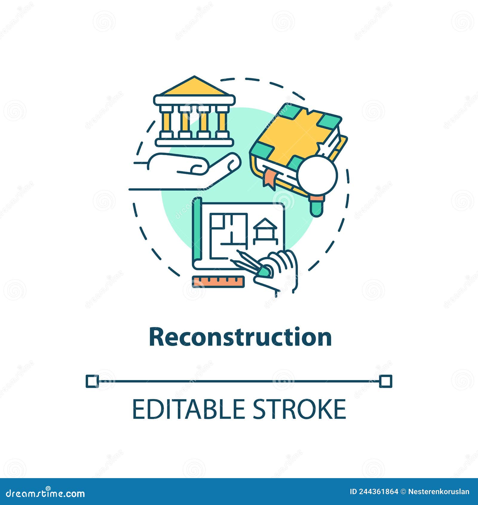 Reconstruction Concept Icon Stock Vector - Illustration of artifact ...
