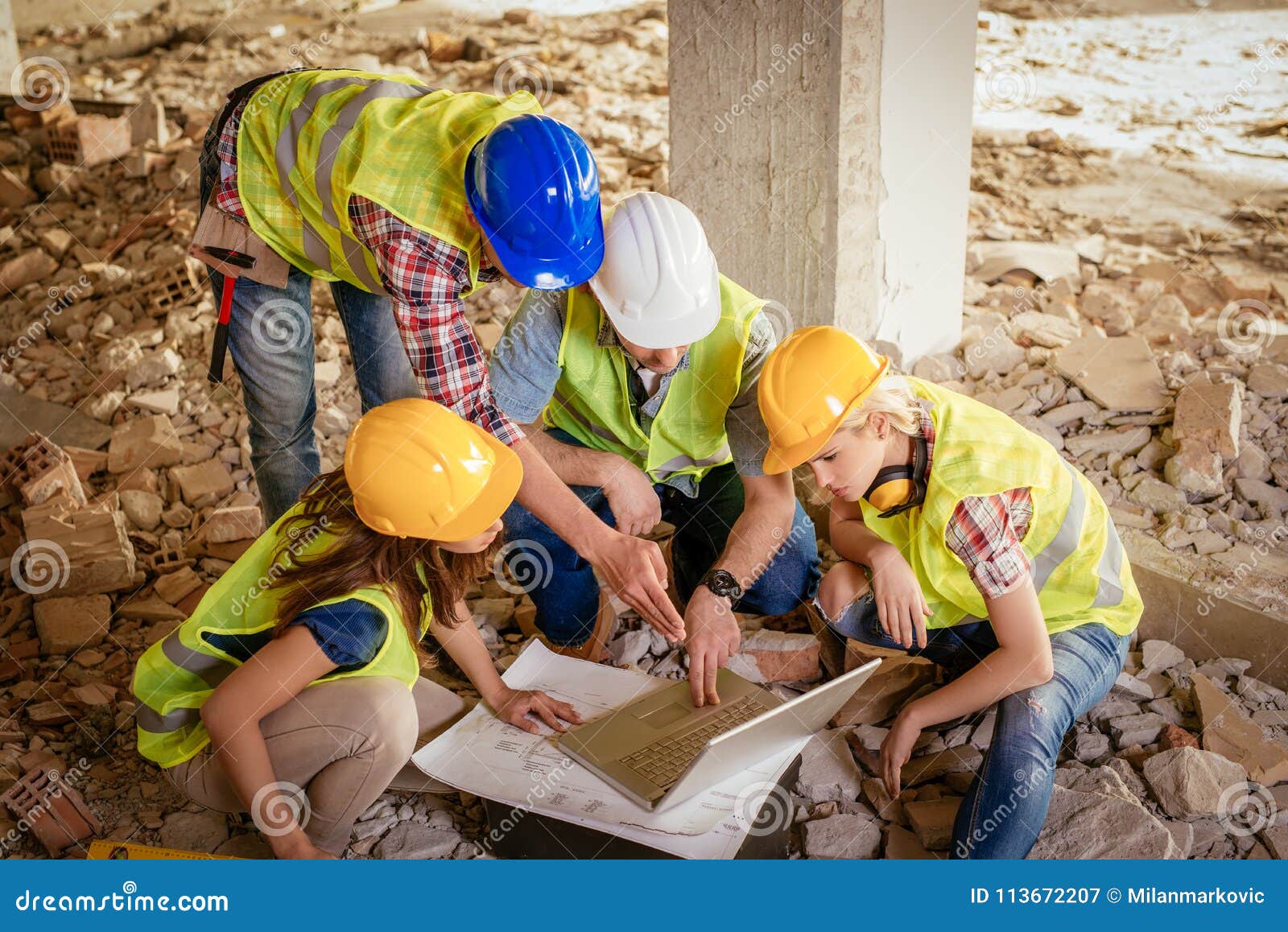 Reconstruction after Disaster Stock Image - Image of women, holding ...