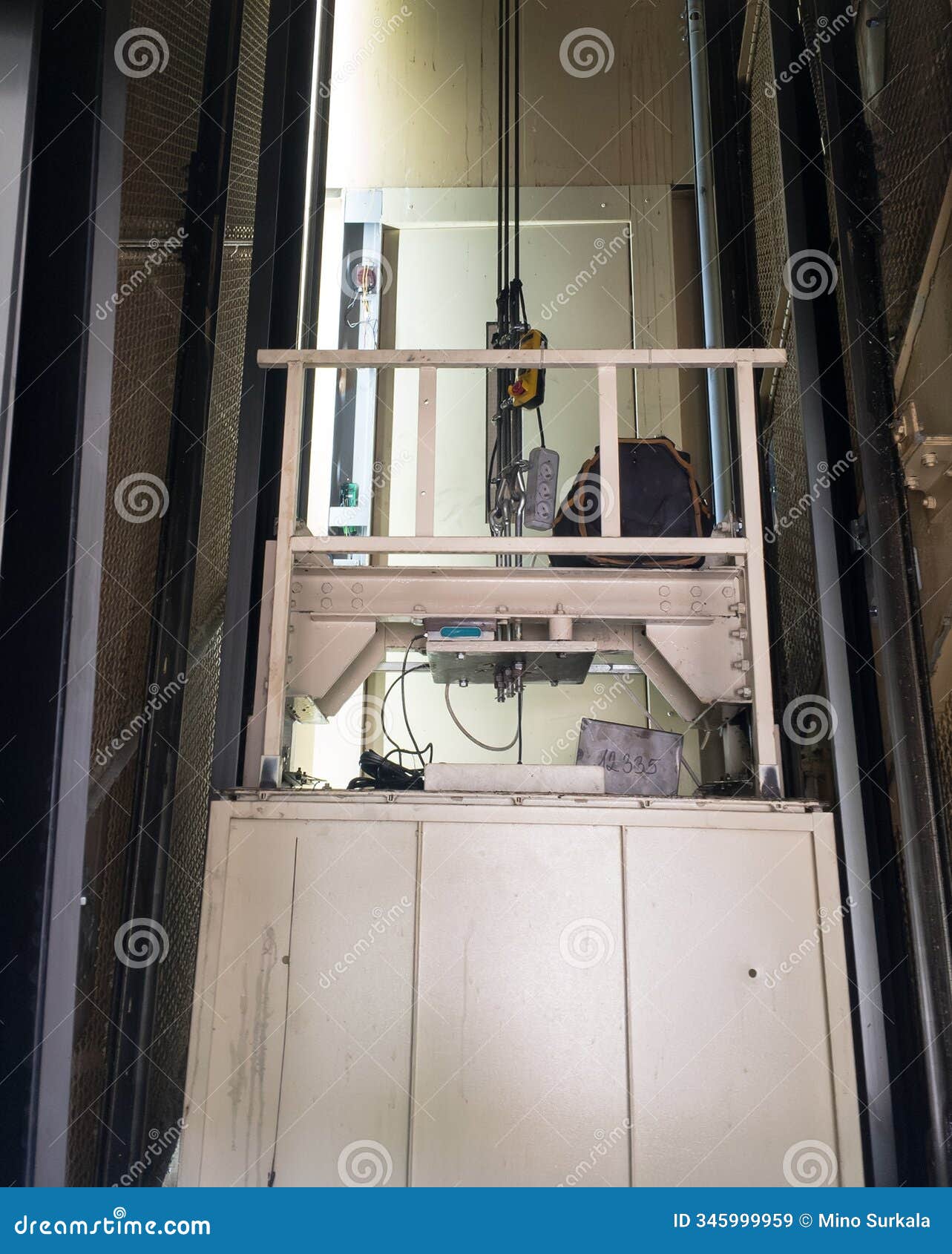 Reconstruction of Elevator Shaft with Ropes and LEDs Stock Image ...
