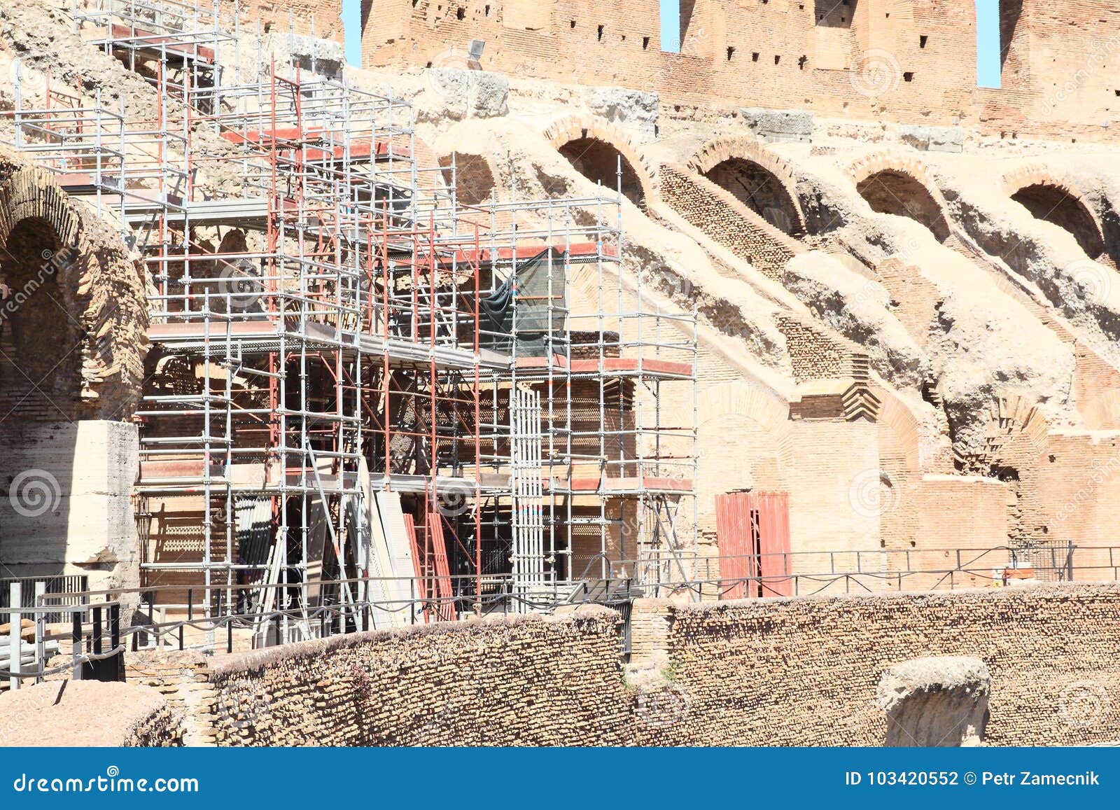 Reconstruction of Gallery in Colosseum Stock Photo - Image of historic ...