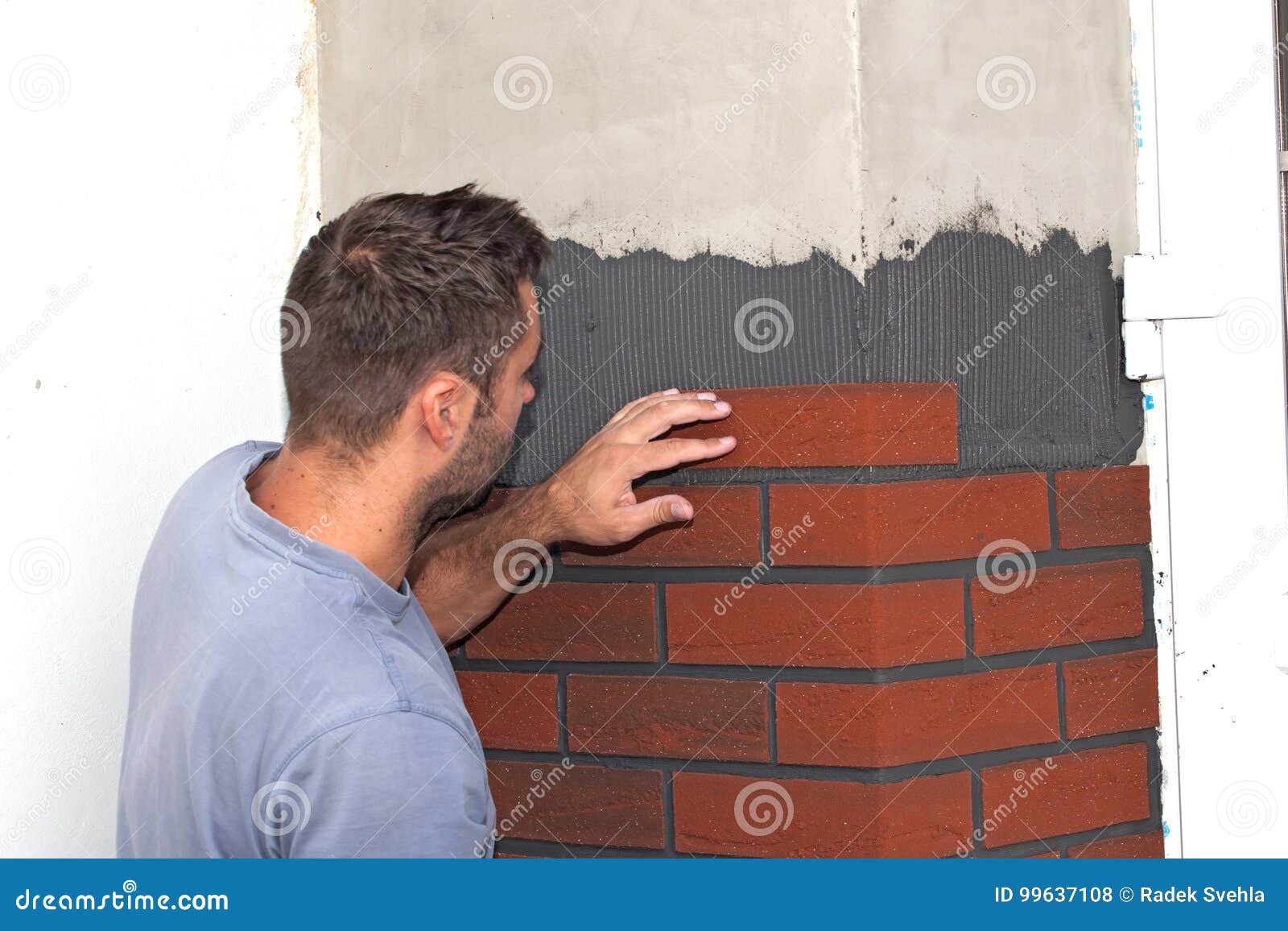 Finishing Work on the New Facade. Stock Photo - Image of building ...