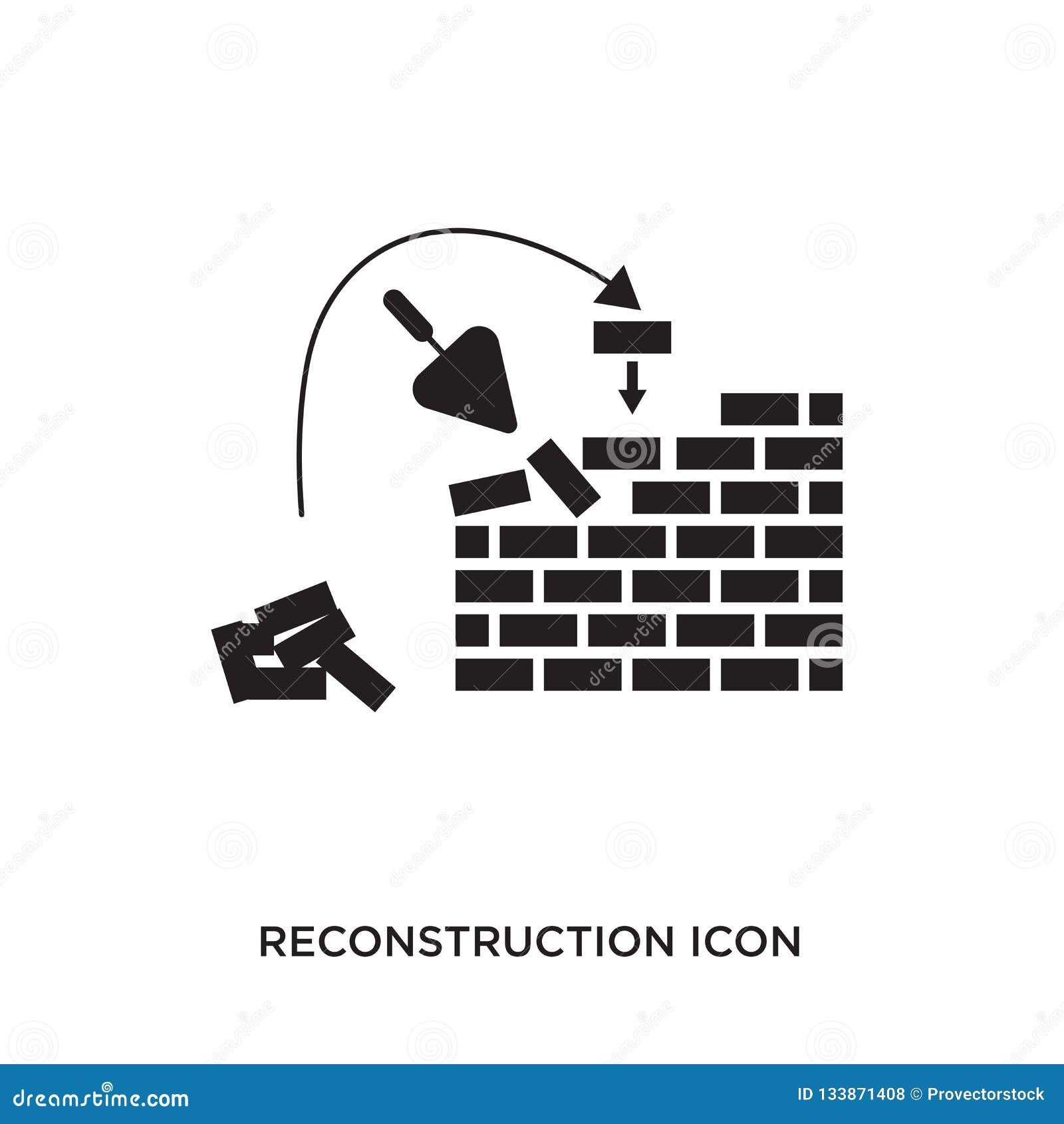 Reconstruction icon stock vector. Illustration of industry - 133871408