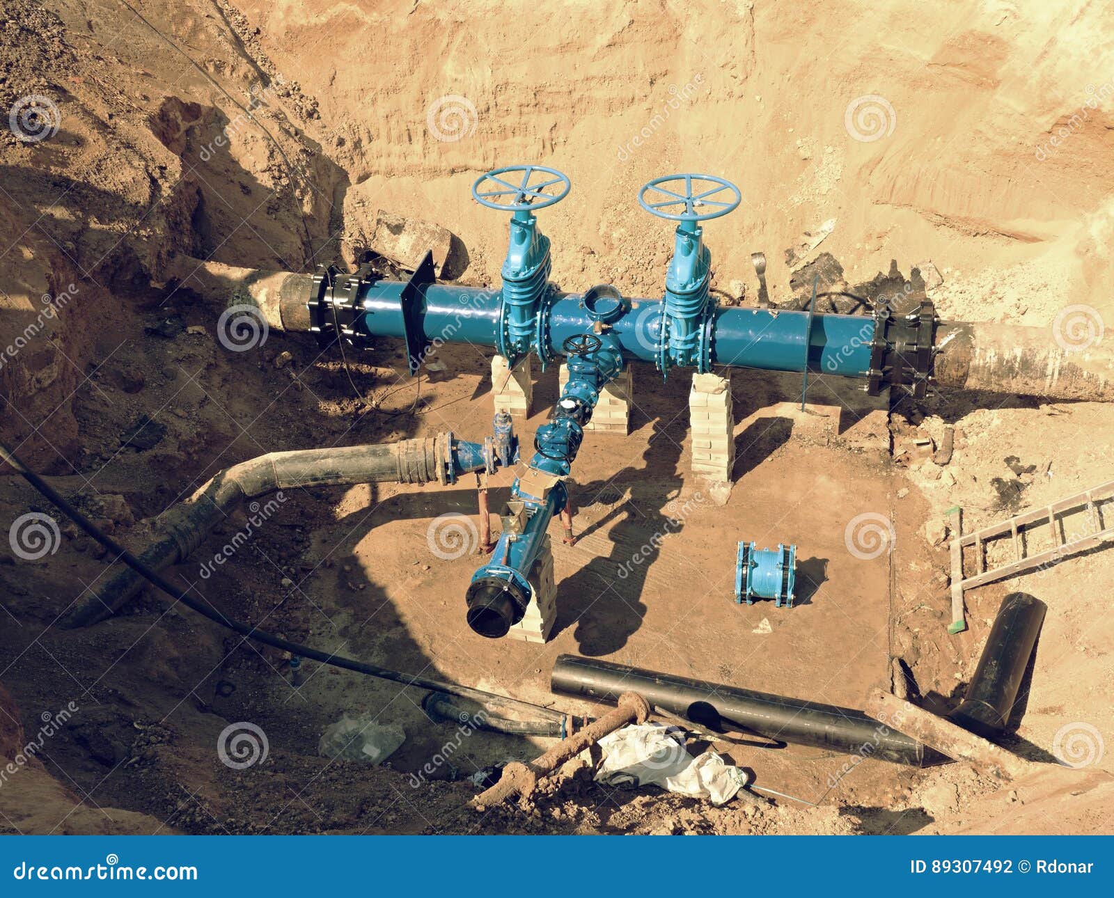 Reconstruction of Main City Water Supply Pipeline in Underground. Stock ... Reconstruction of Main City Water Supply Pipeline in Underground. Stock ...