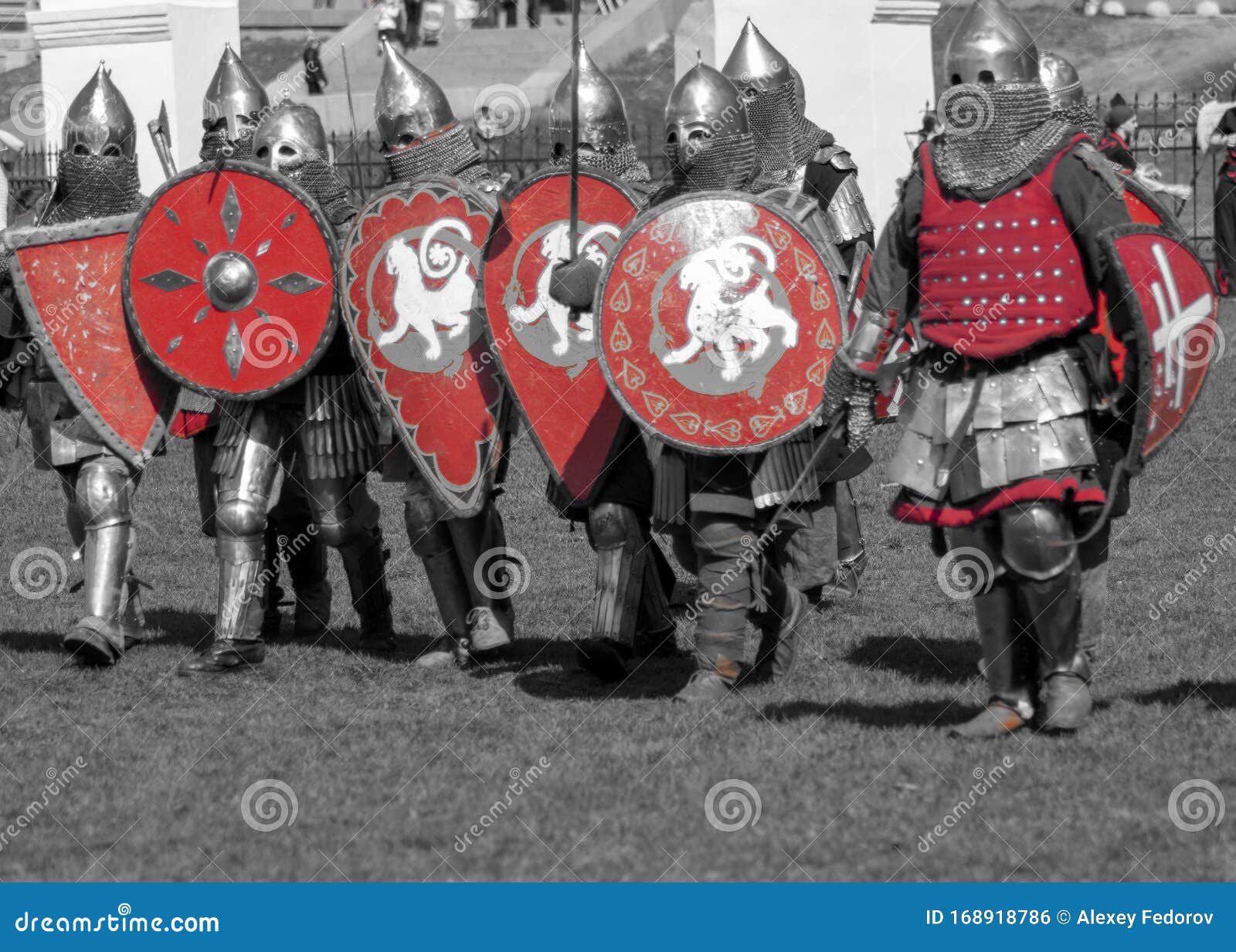 Group of knights stock photo. Image of gladiator, battlefield - 168918786