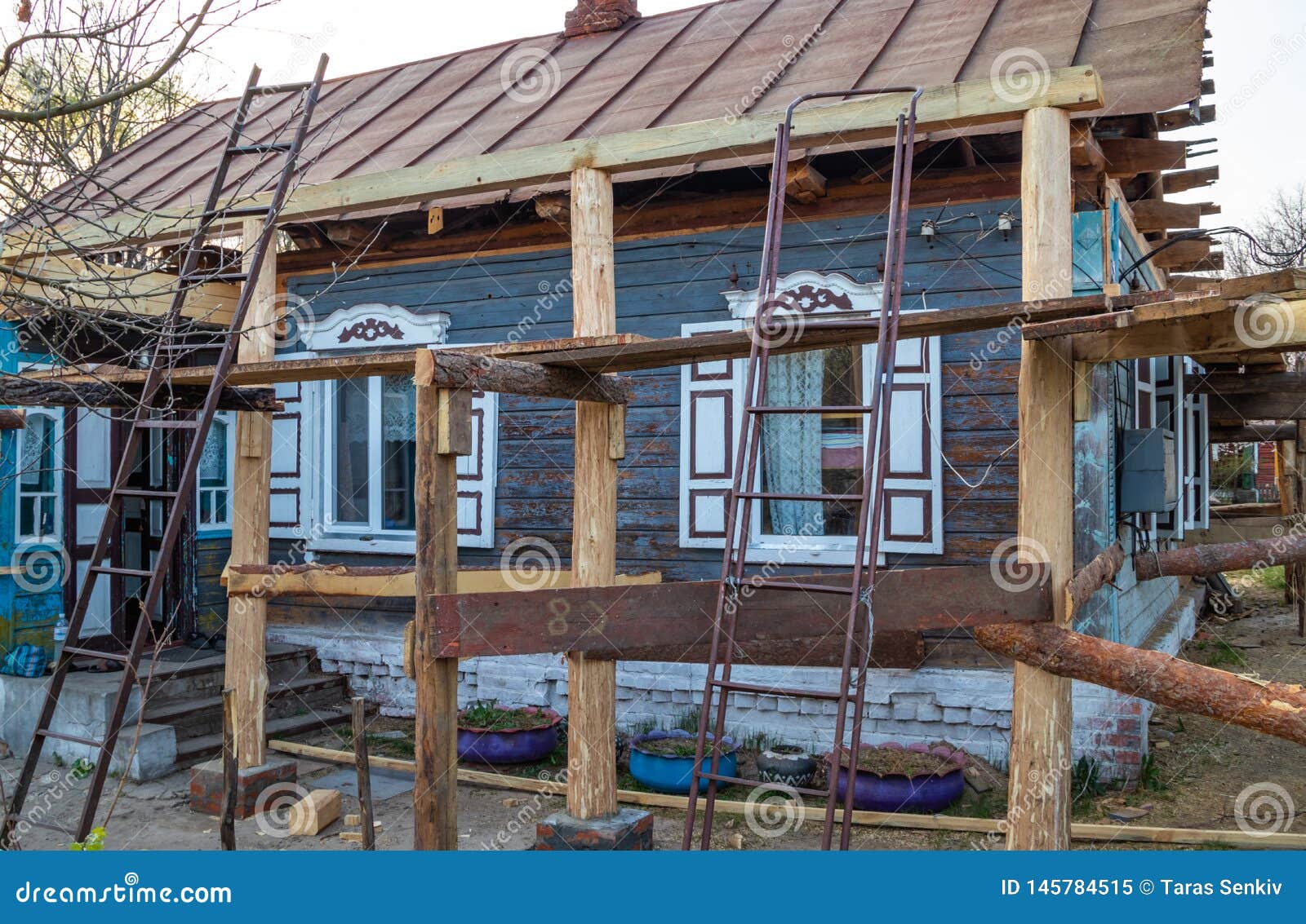 Reconstruction of the Old House, Building Plot Stock Image - Image of ...