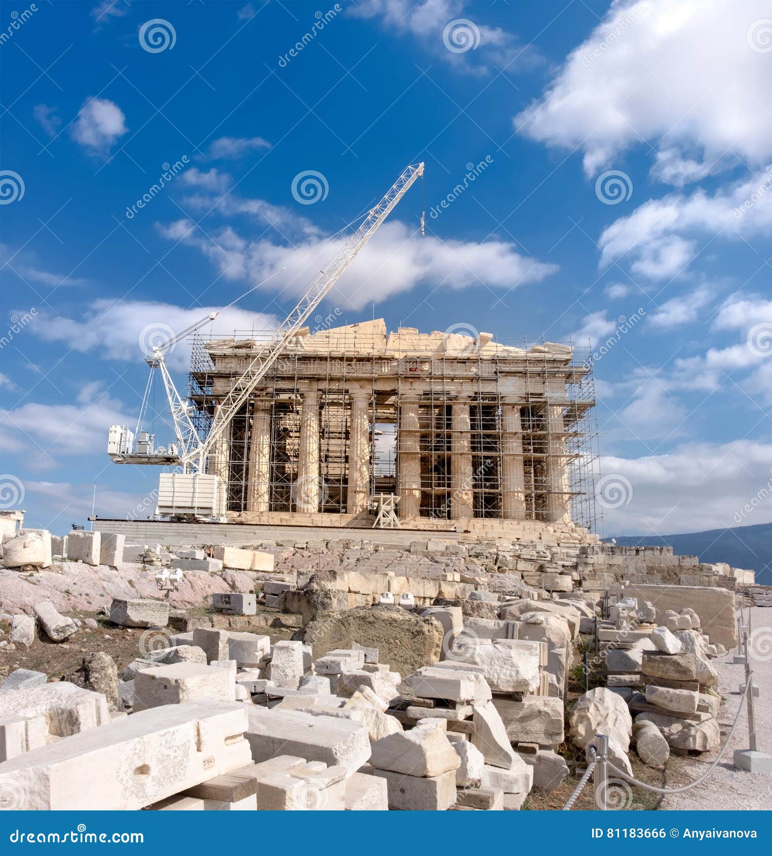 Reconstruction of Parthenon Temple in Acropolis of Athens Stock Photo ...
