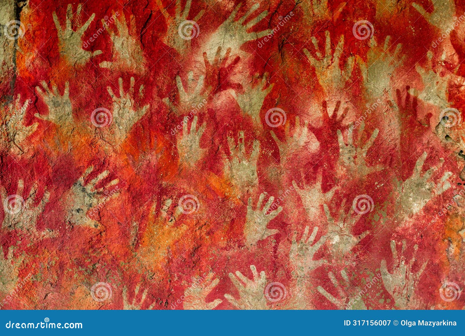 Reconstruction of Prehistoric, Paleolithic Cave Paintings, Hands Prints ...